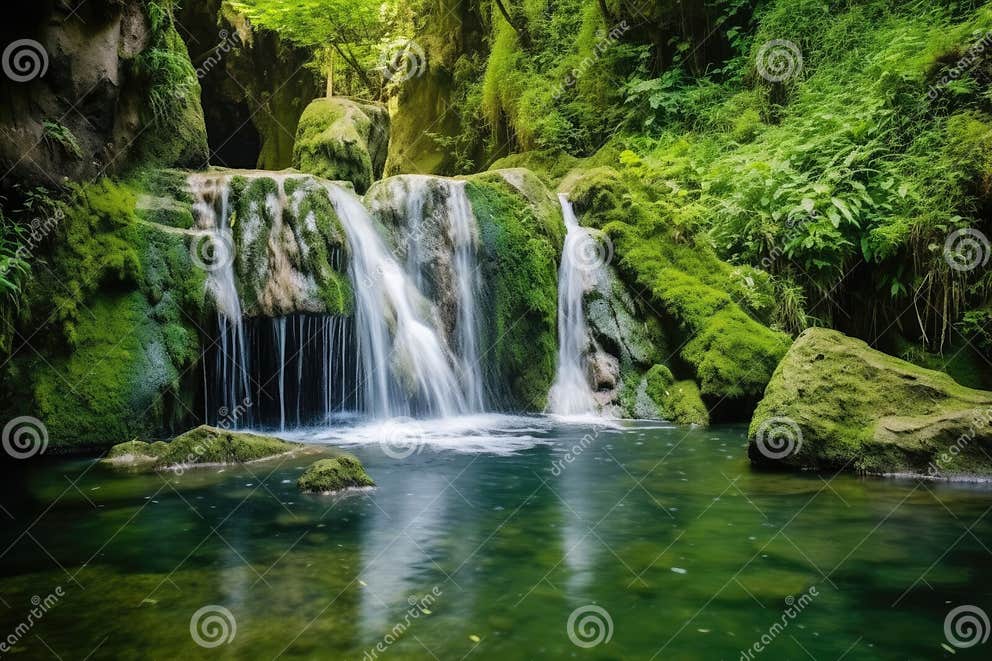 A Hot Spring Waterfall Cascading Down a Mountain Stock Image - Image of ...