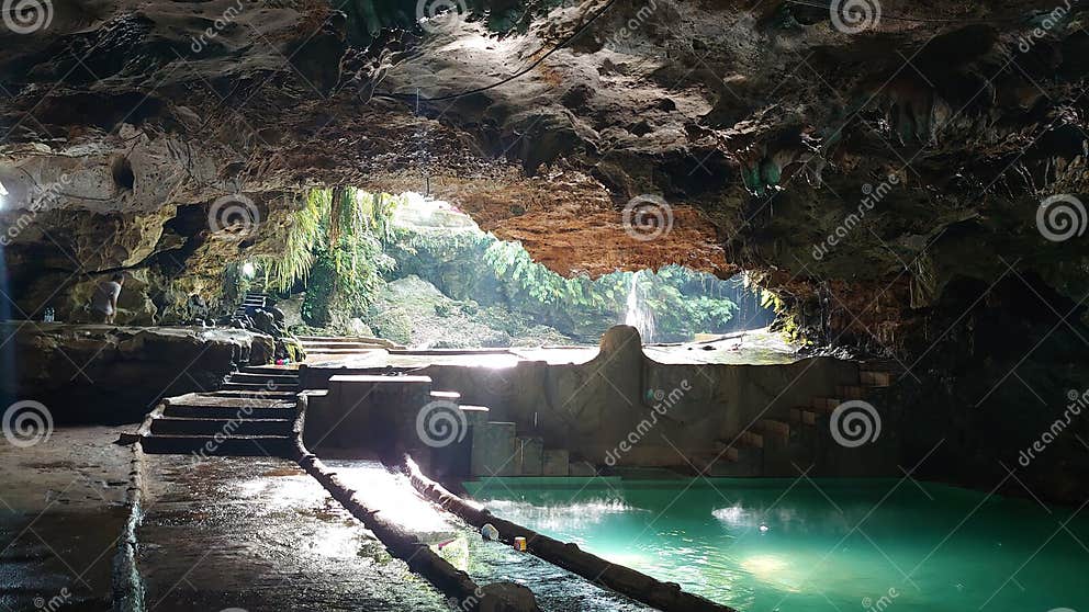 Hot springs in the cave stock image. Image of terrain - 267184619