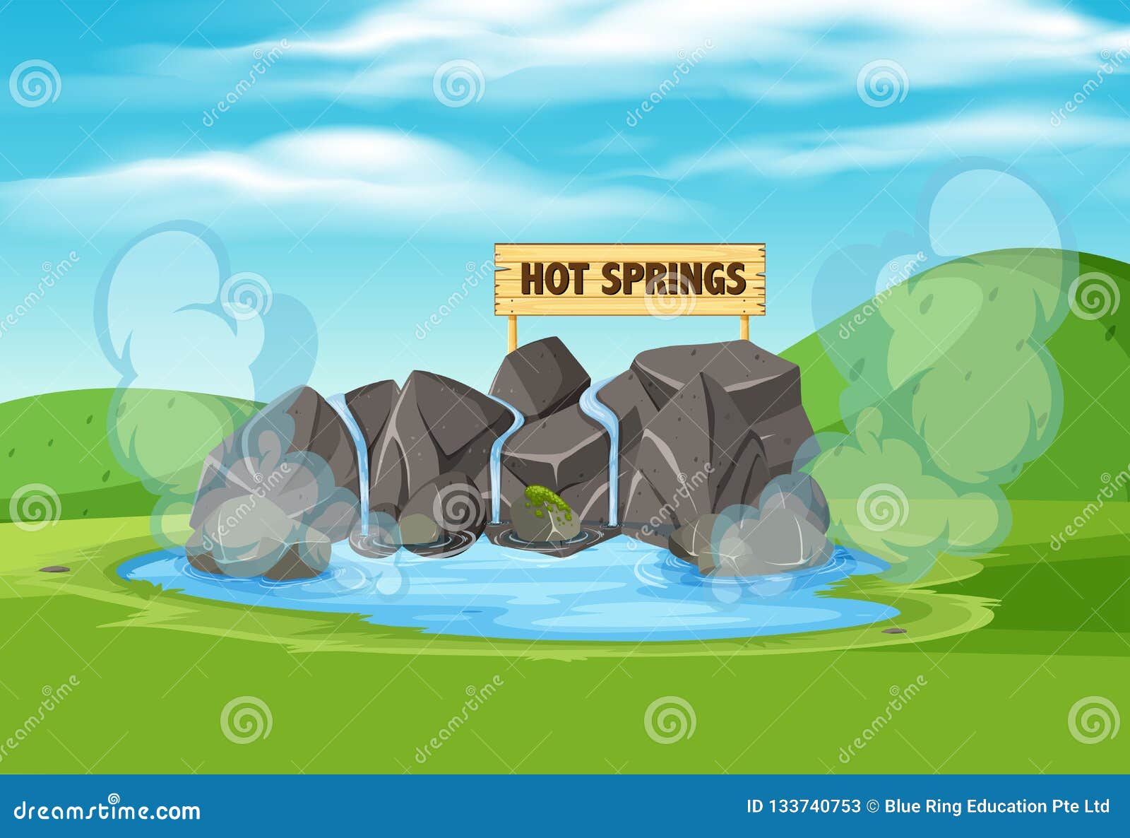A hot springs in nature stock vector. Illustration of clip - 133740753