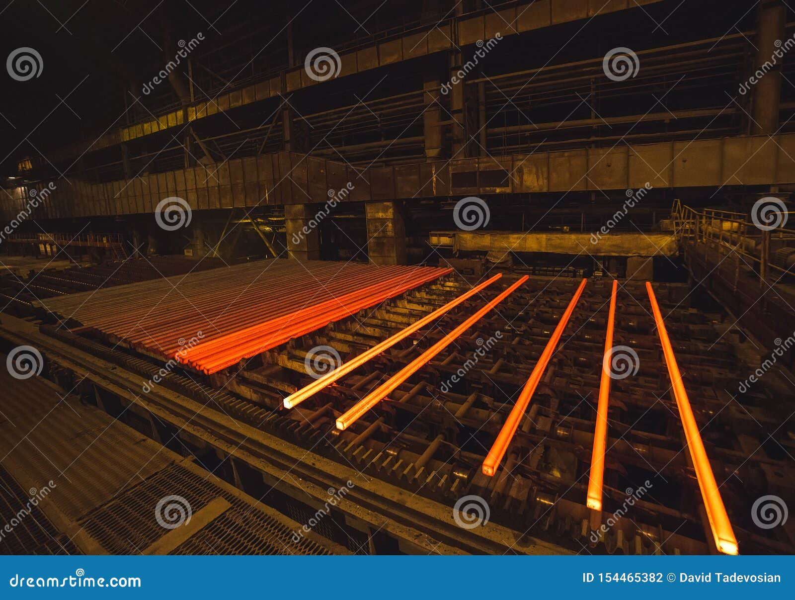 Hot Square Steel Bloom on the Roll-table. Stock Photo - Image of ...