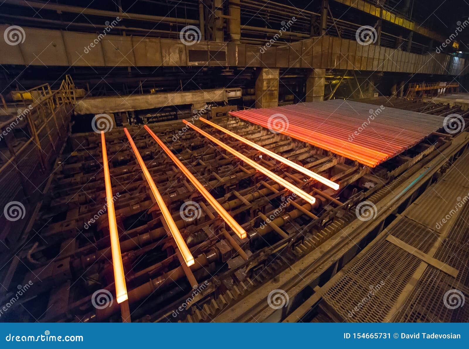 Hot Square Steel Bloom on the Roll-table Stock Image - Image of ...