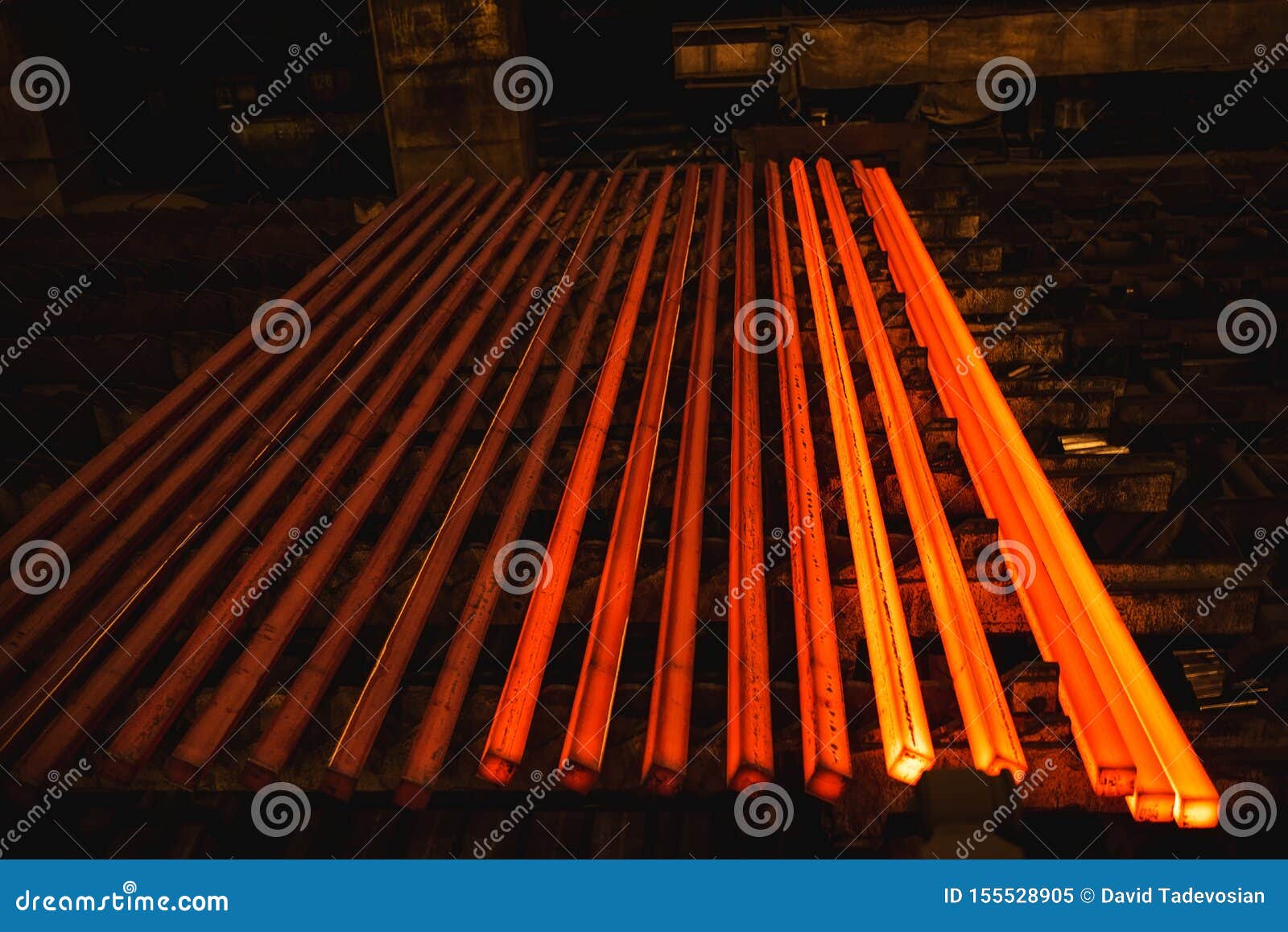 Hot Square Steel Bloom on the Roll-table Stock Image - Image of ...