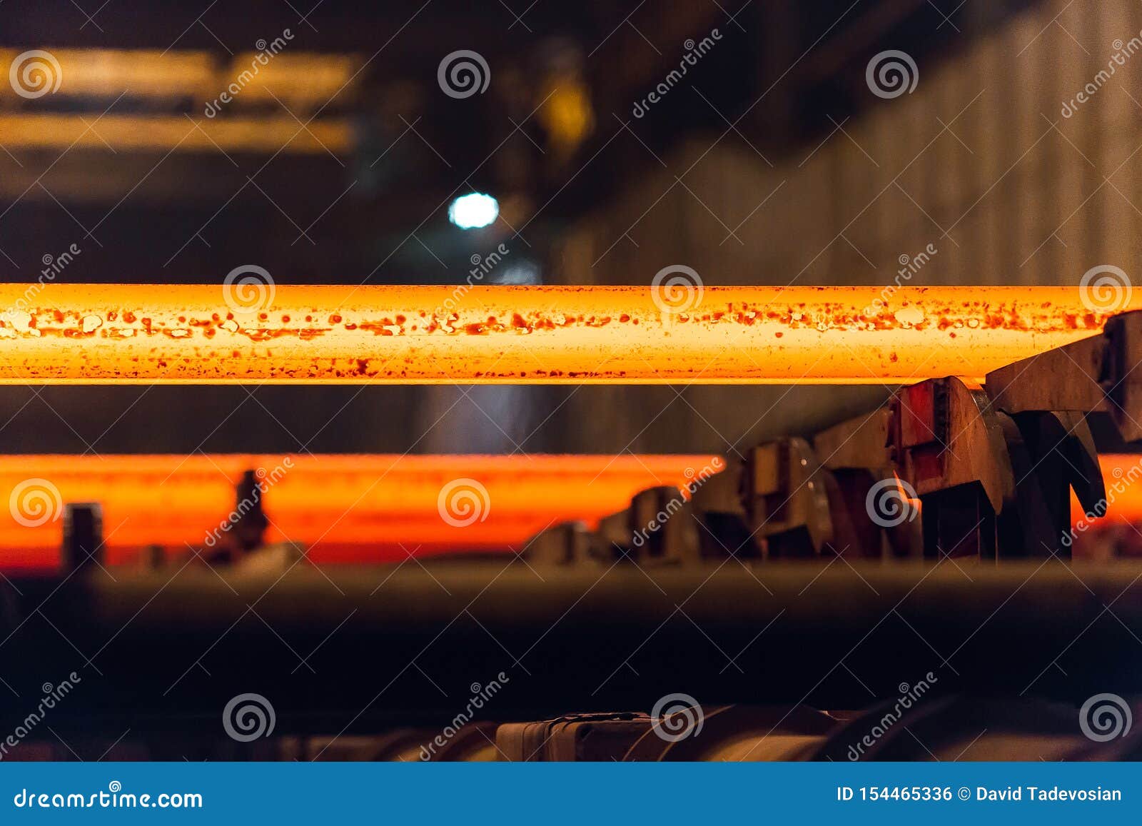 Hot Square Steel Bloom on the Roll-table. Huge Ironworks. Stock Photo ...