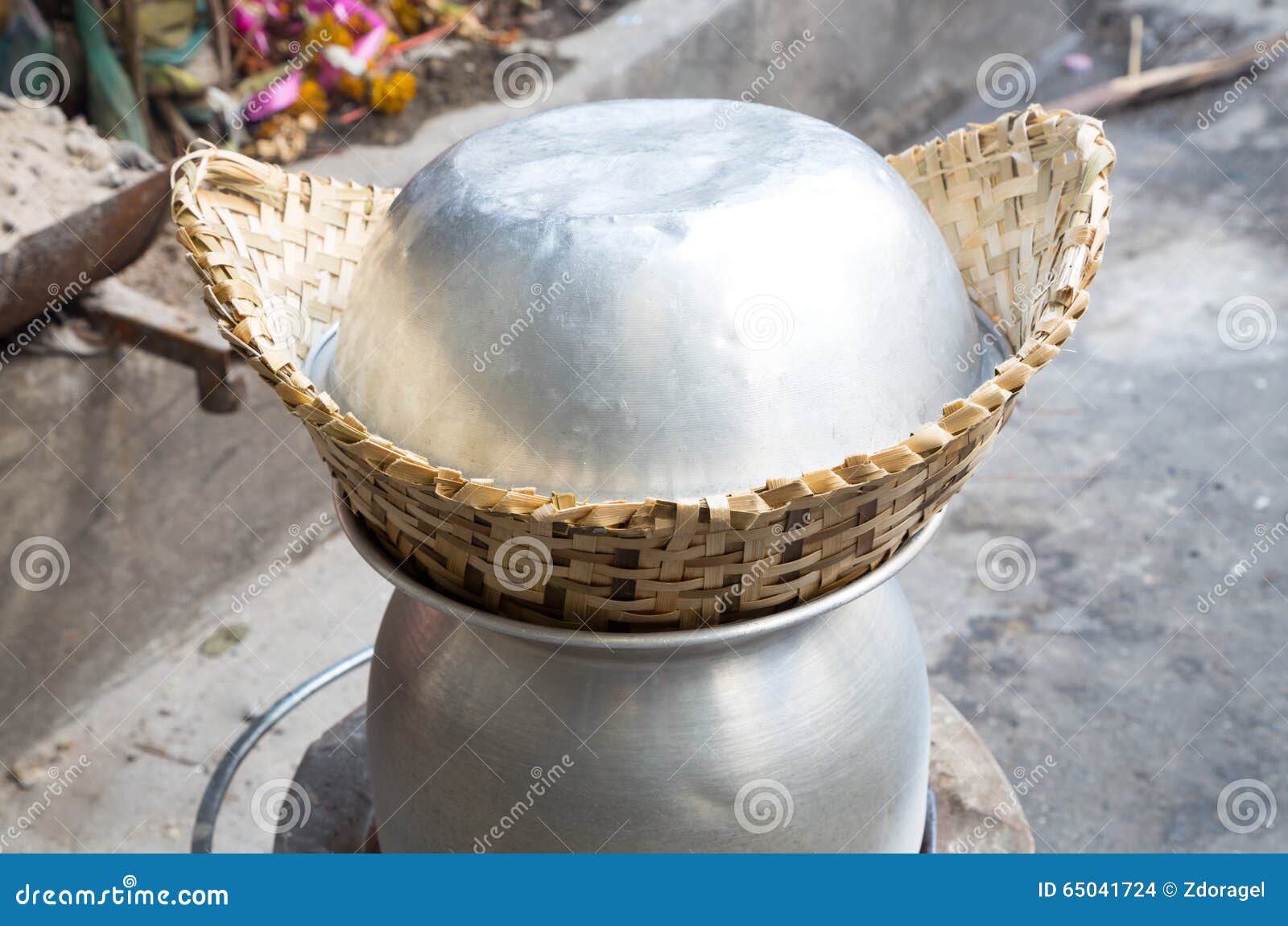 Hot Sticky Rice in Old Wooden Steamer. Stock Photo - Image of healthy ...