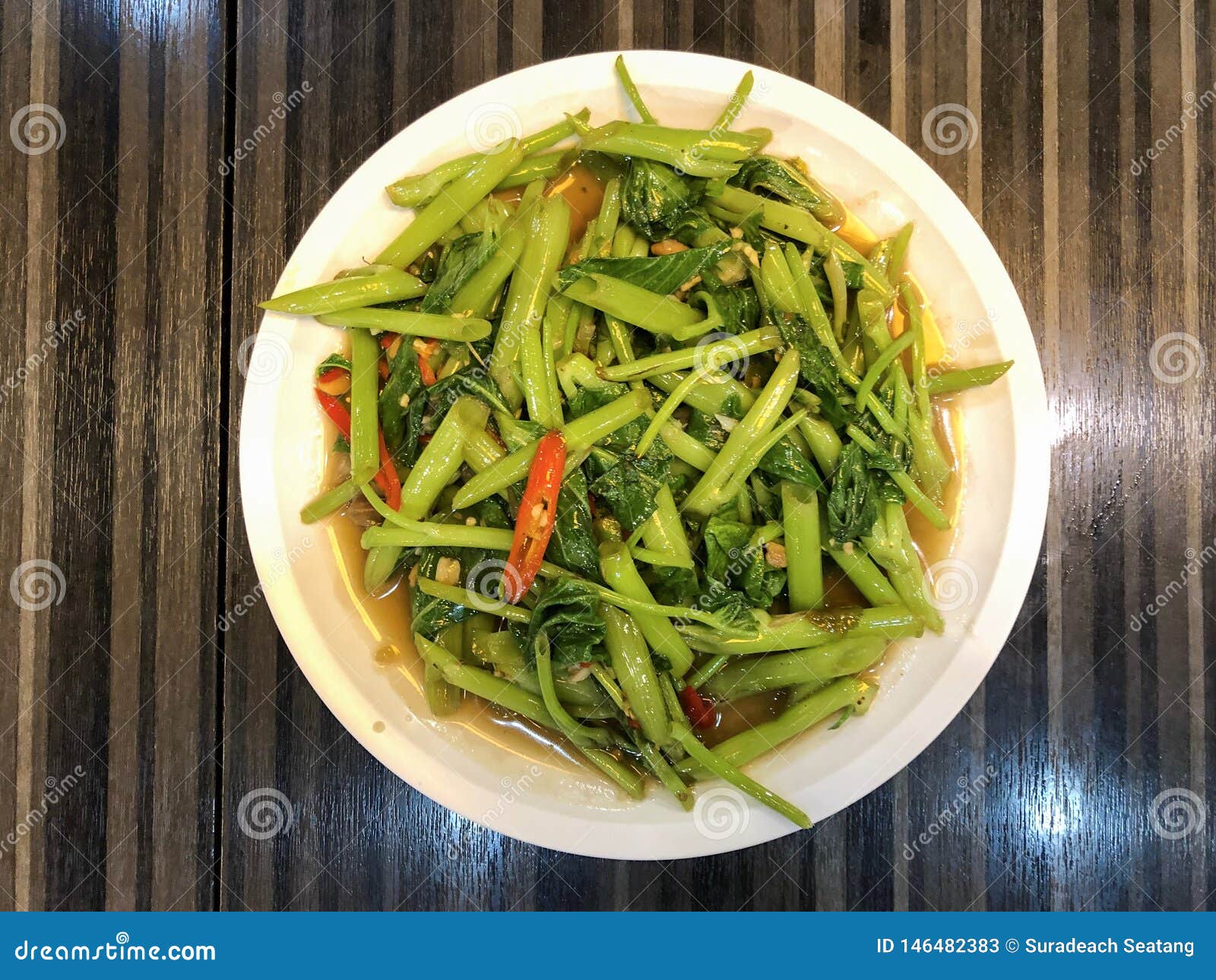 Hot Stir Fried Swamp Cabbage Stock Image - Image of chili, diet: 146482383