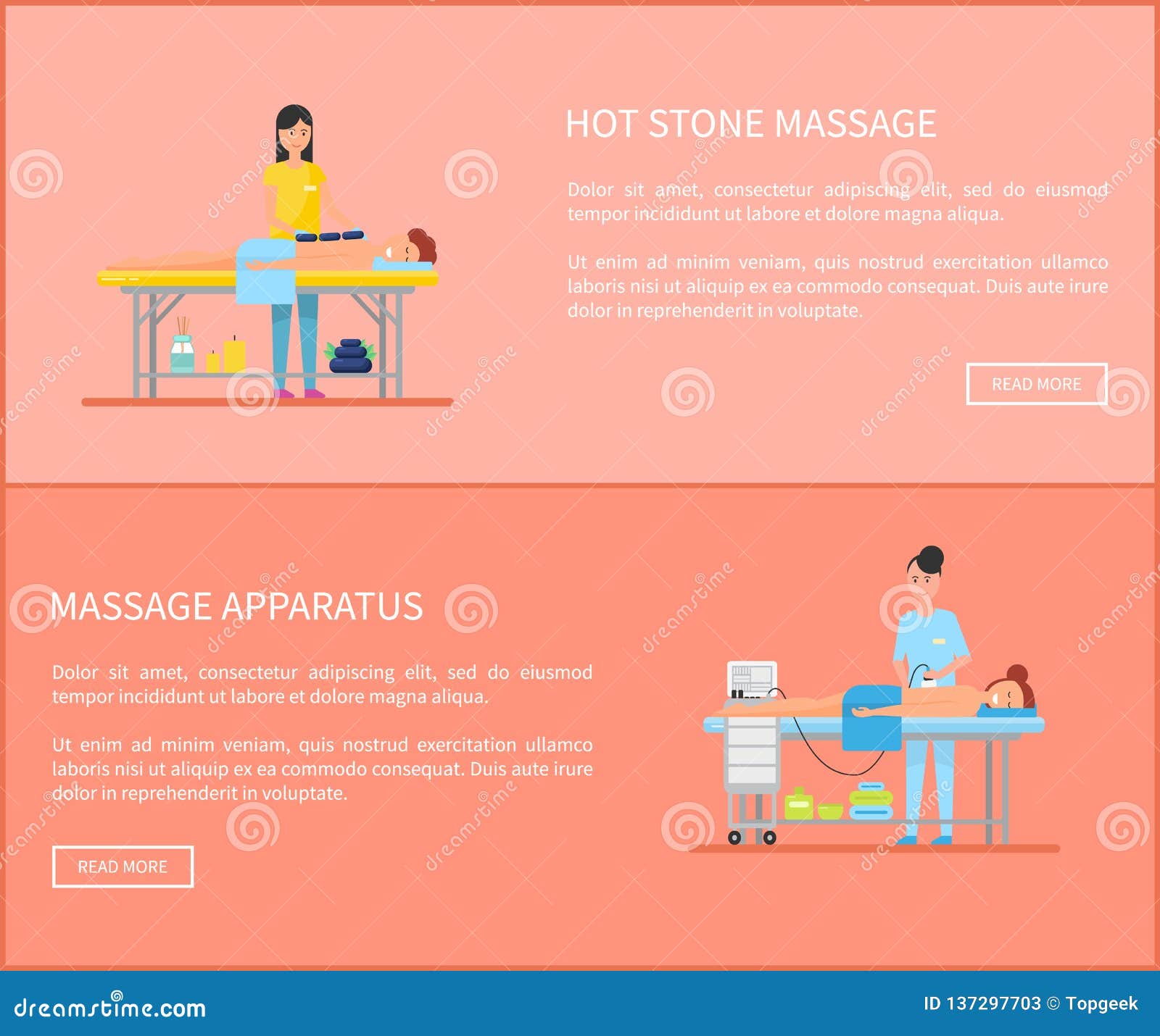 Hot Stone Massage And Apparatus Posters Vector Stock Vector Illustration Of People Relaxation