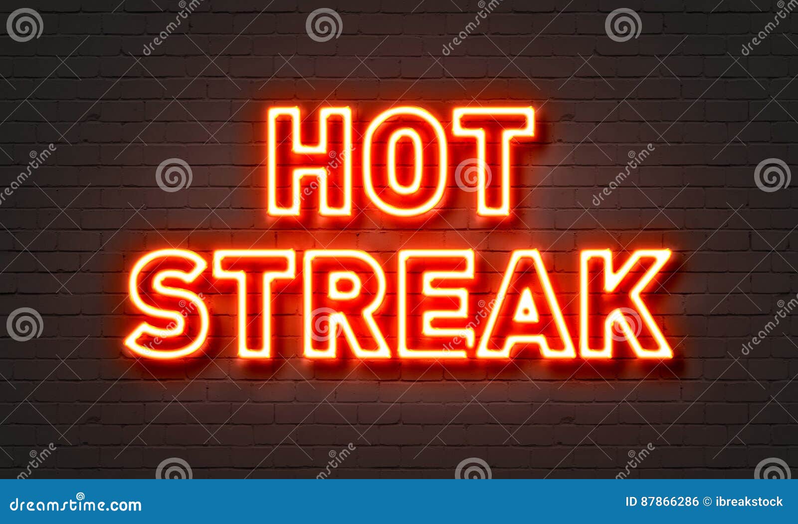 Hot Streak Neon Sign On Brick Wall Background Stock Illustration