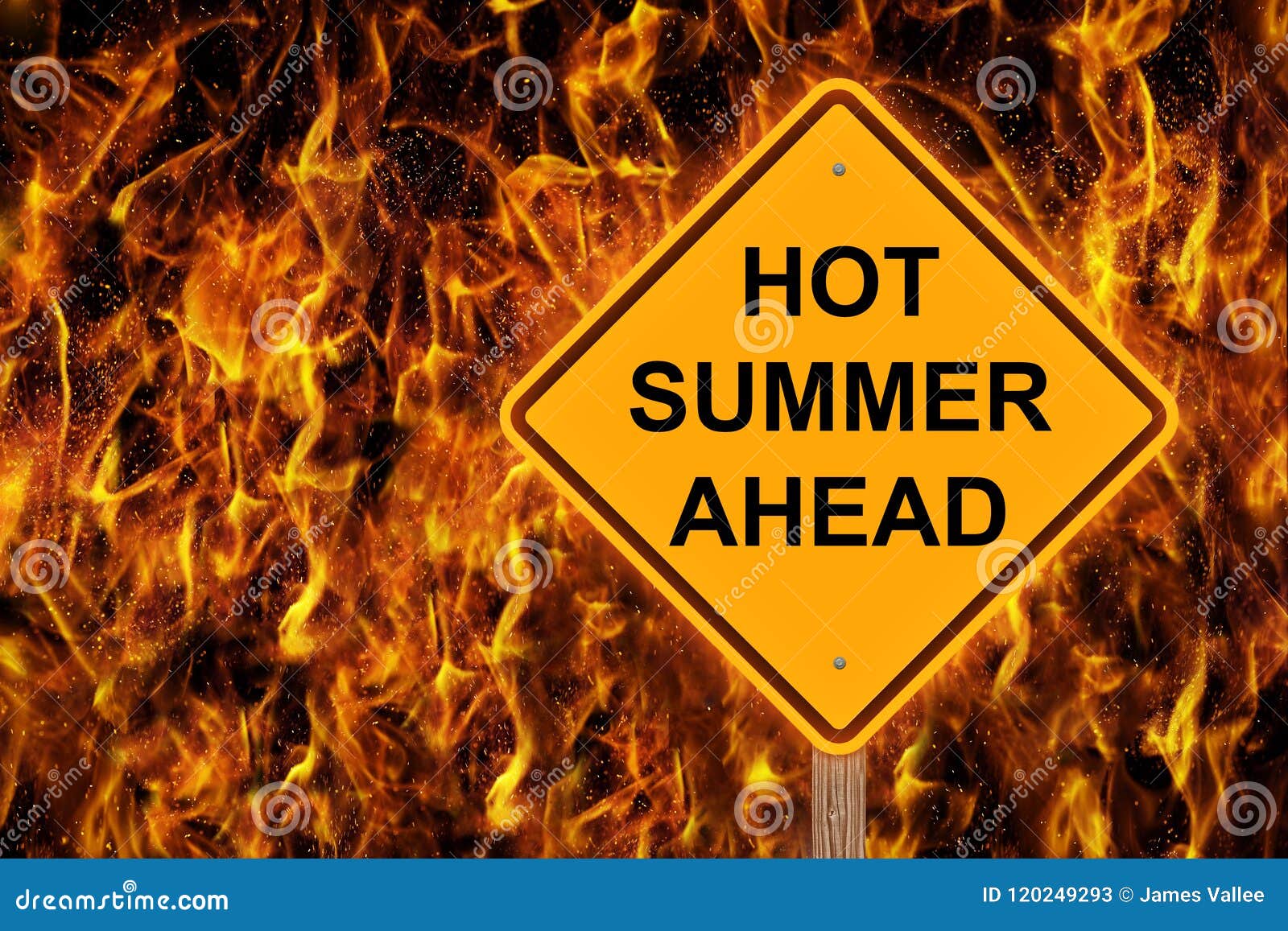 Hot Summer Ahead Caution Sign Stock Image - Image of warm, thermometer ...