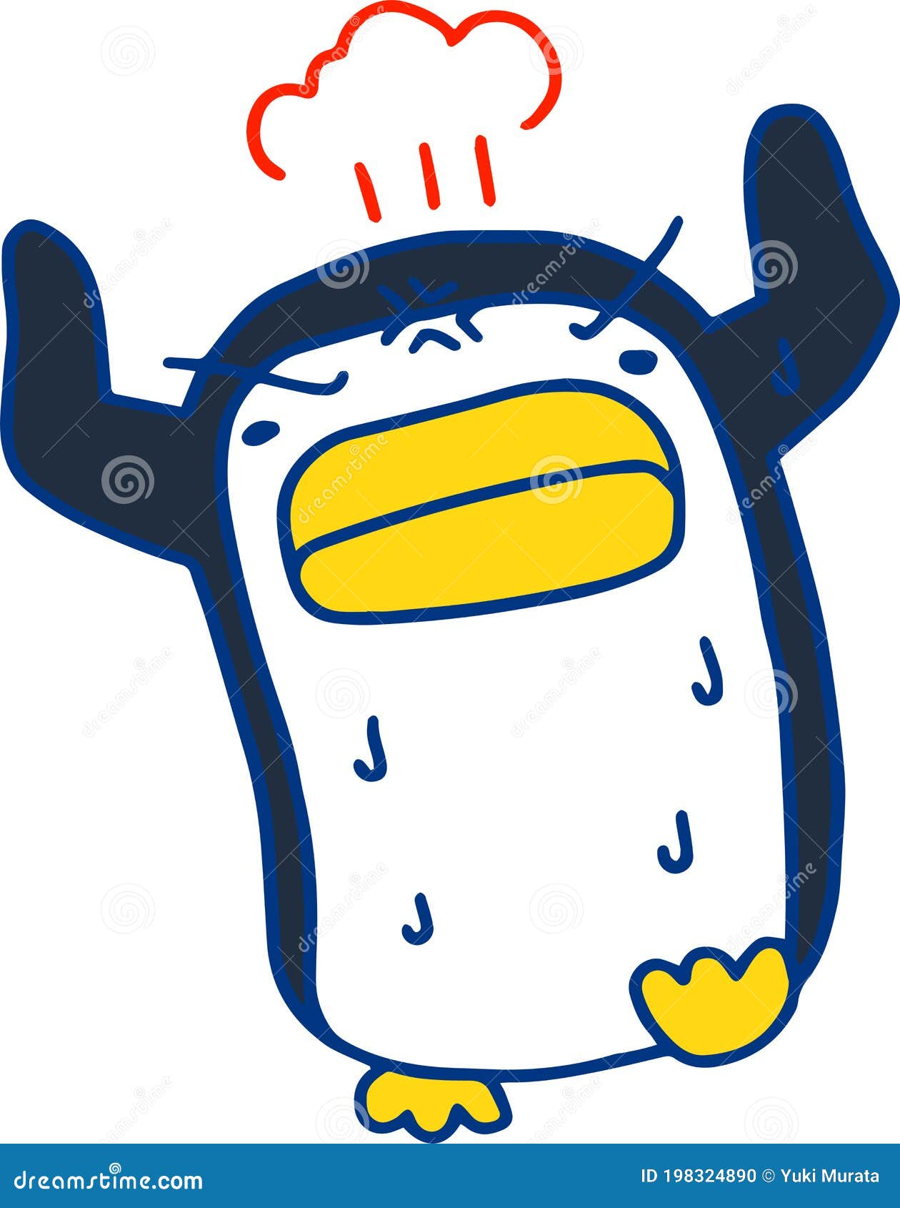 Hot Summer Black Penguin with Sweating Stock Vector - Illustration of ...