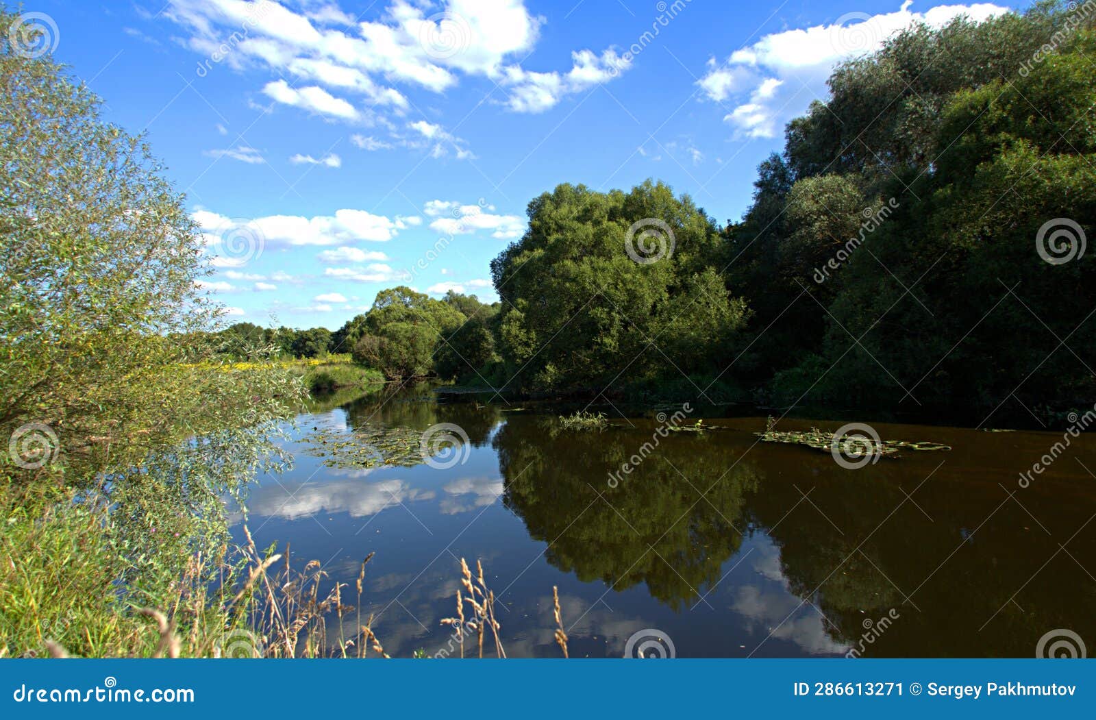 Hot Summer Day by the River Stock Image - Image of clouds, wilderness ...