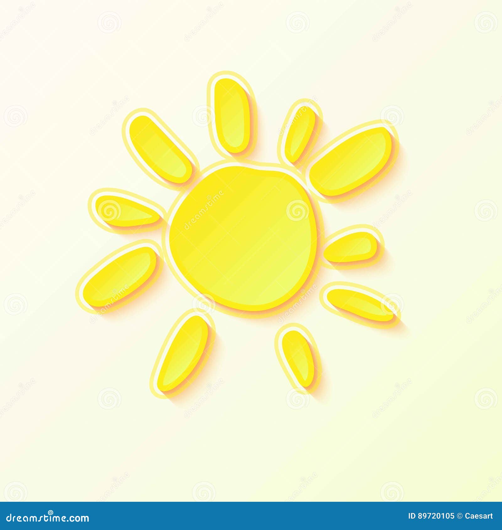 Hot Summer Sun with Yellow Rays on White Sky. Stock Vector ...