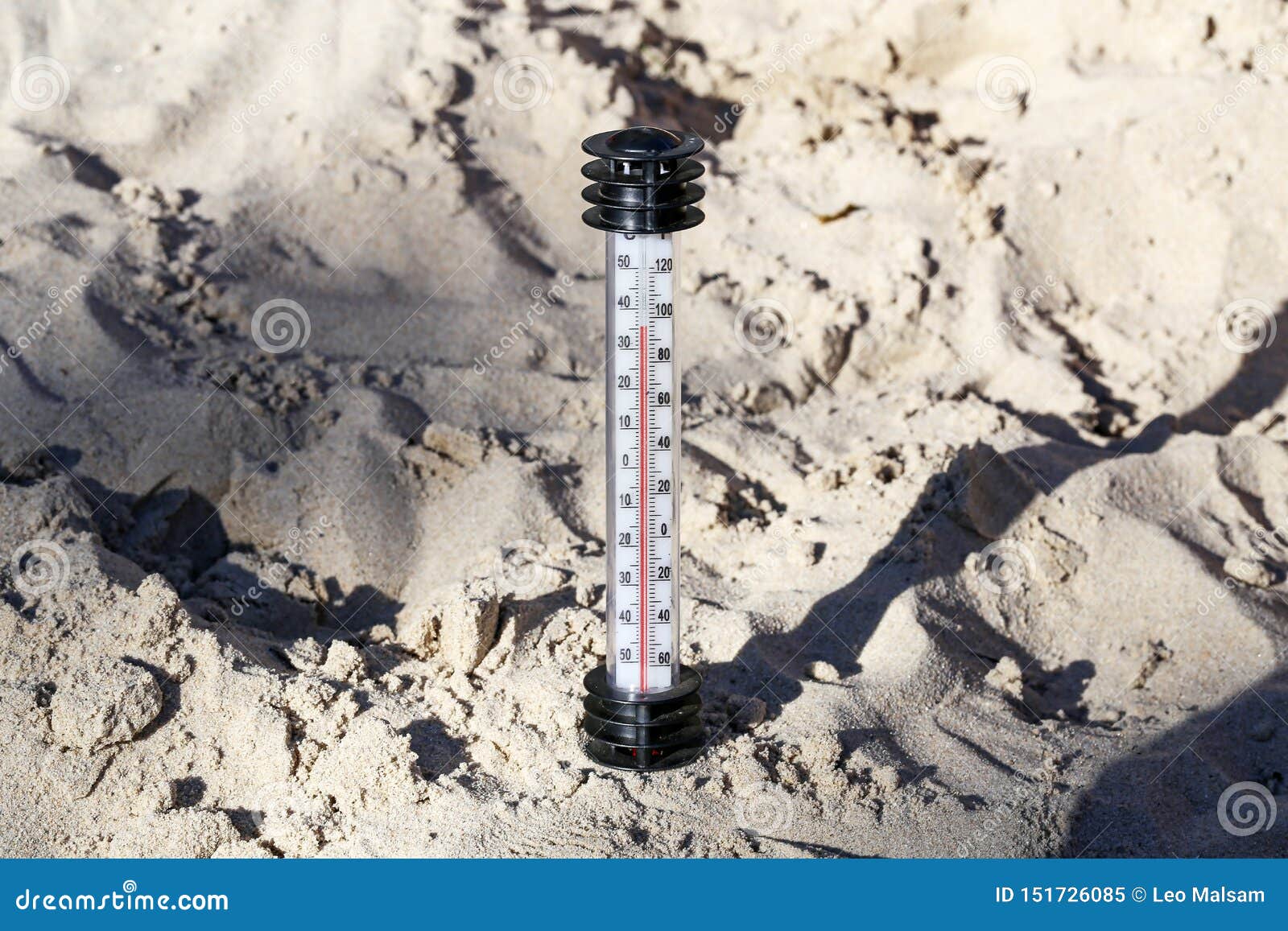 Thermometer in the Sand on the Beach Stock Image - Image of brown ...