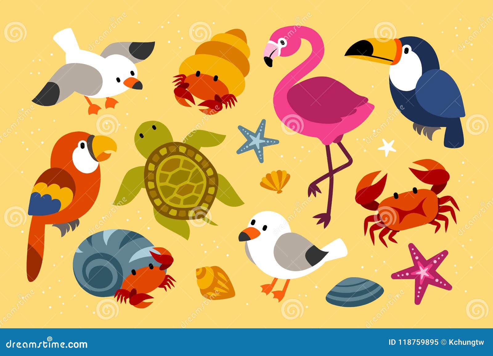 Hot Summer Tropical Creatures Stock Illustration - Illustration of ...