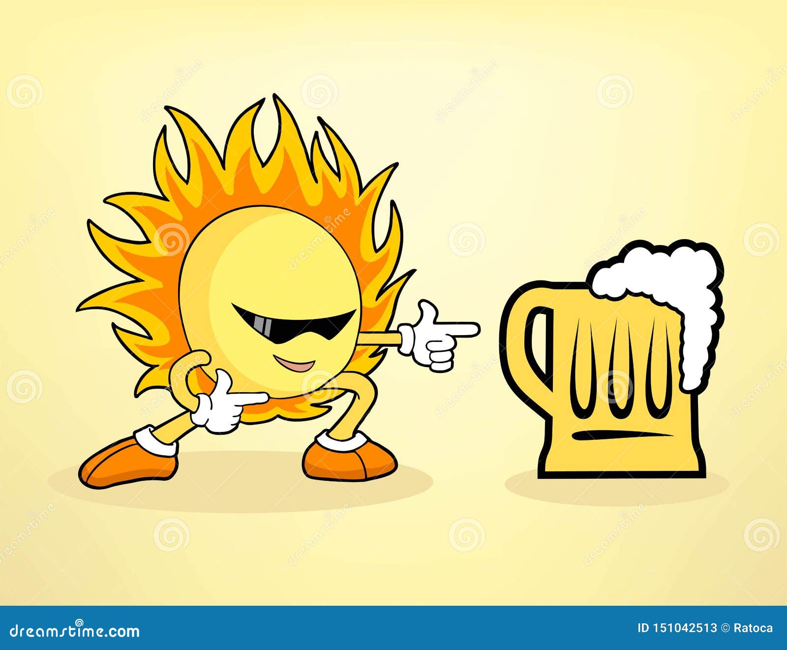 Hot sun and cold beer stock vector. Illustration of cold - 151042513