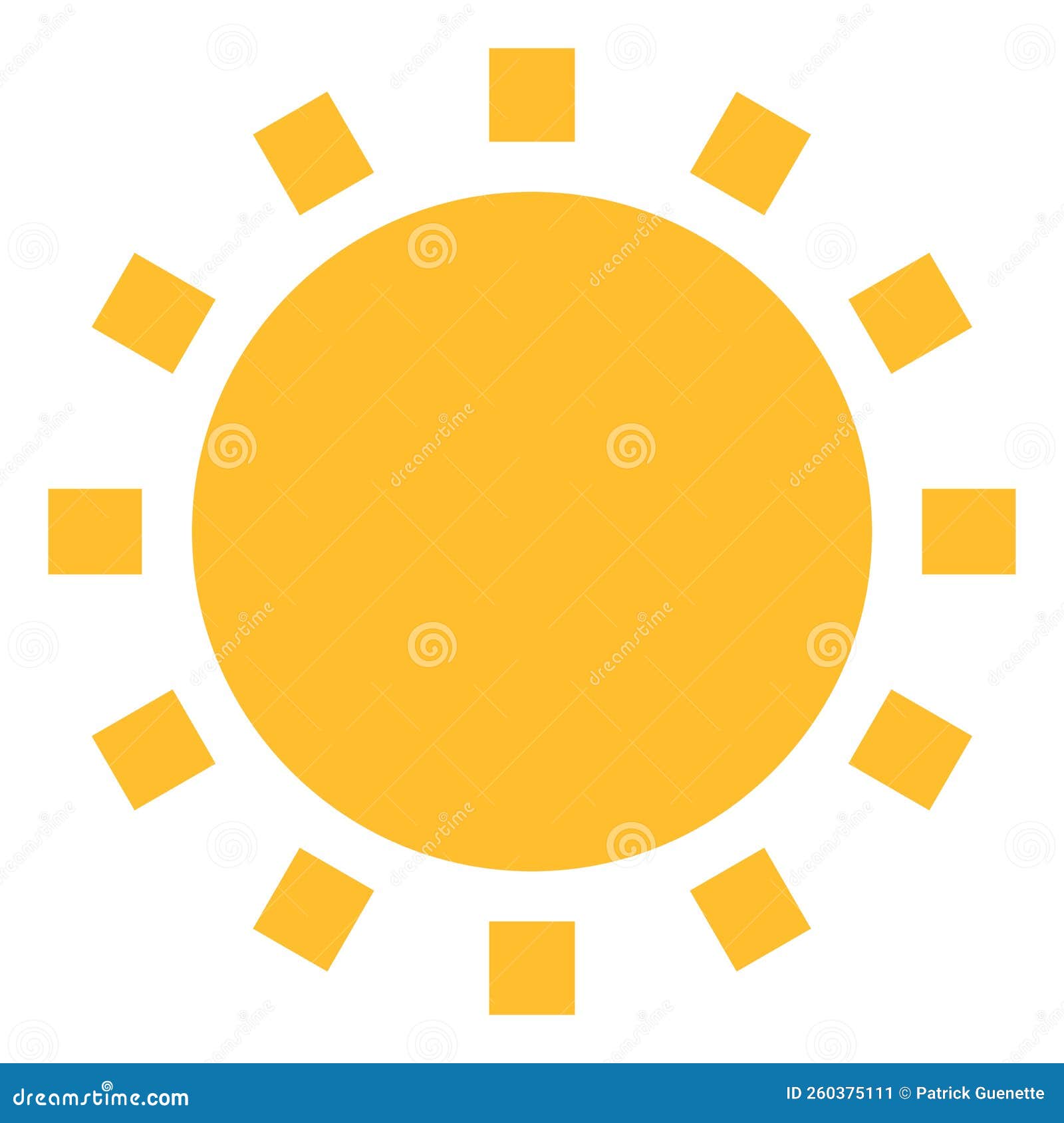 Hot sun, icon stock vector. Illustration of bright, yellow - 260375111
