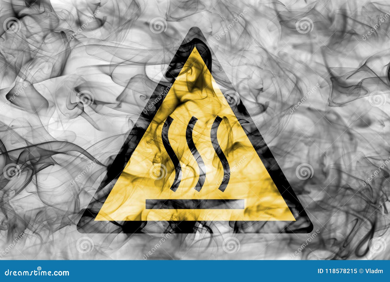 Hot Surface Hazard Warning Smoke Sign. Triangular Warning Hazard Stock ...