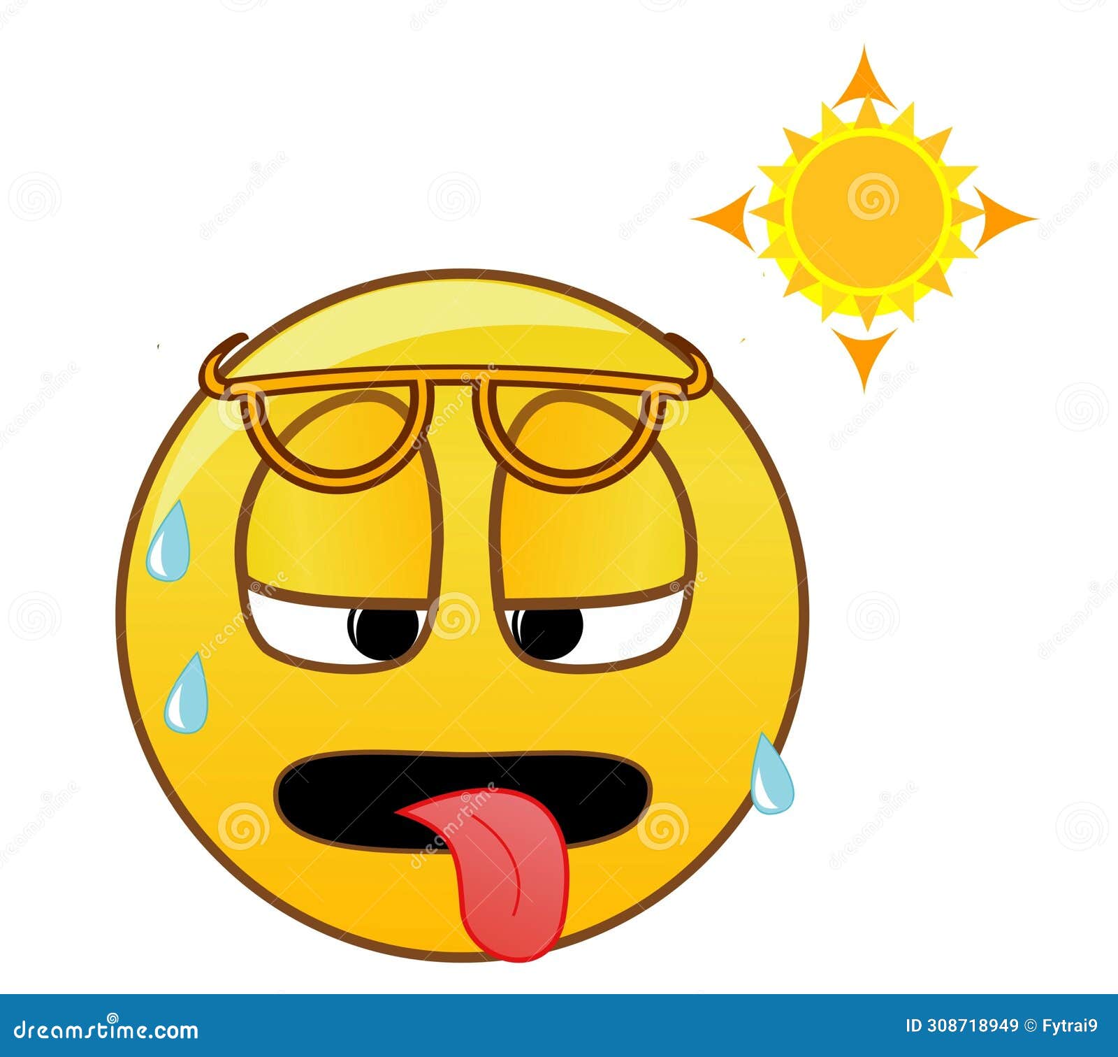 Hot and sweaty emoticon stock illustration. Illustration of vector ...