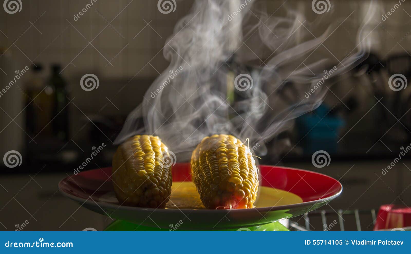 Hot sweet corn with steam stock image. Image of cooked - 55714105