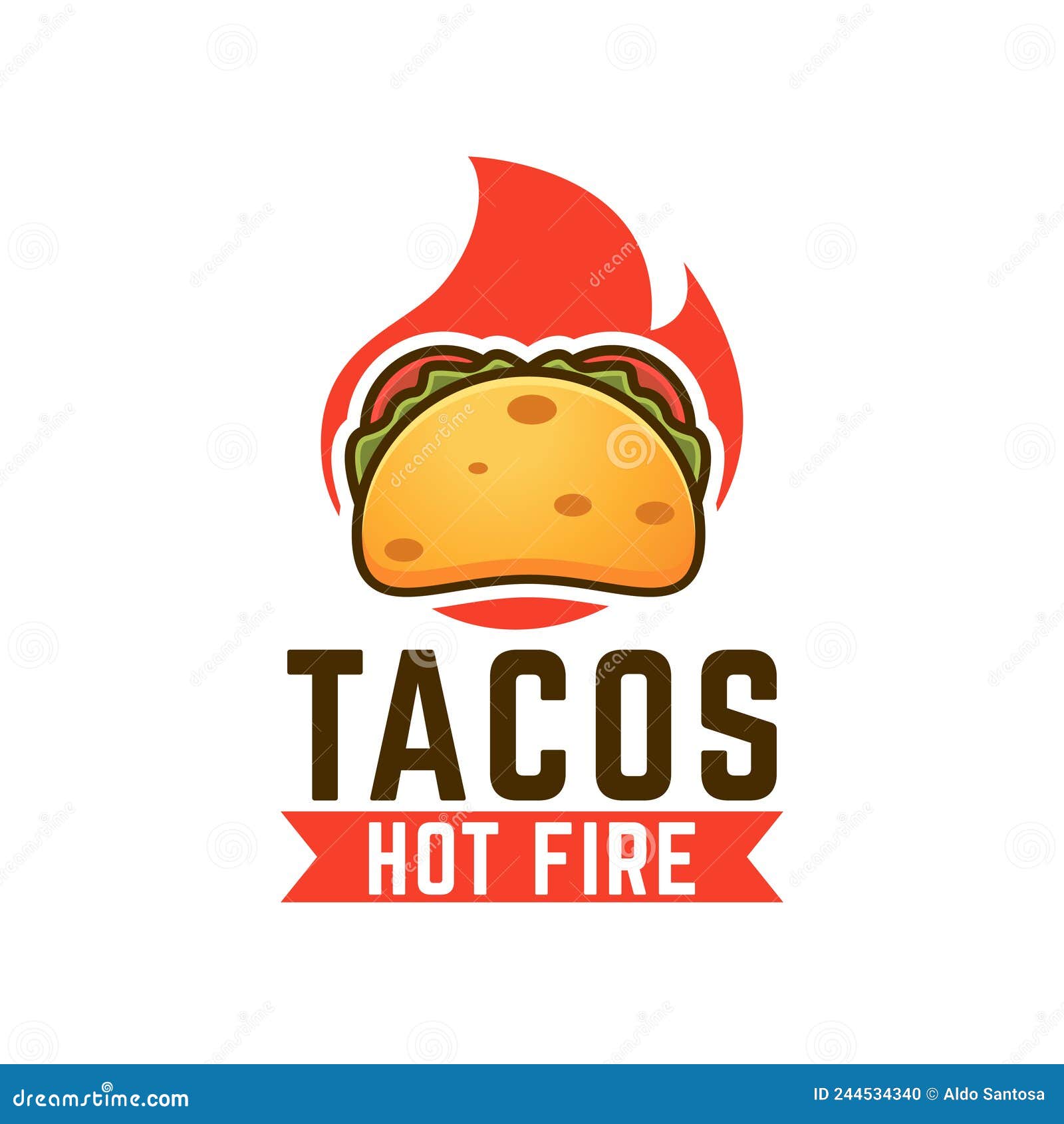 Tacos Logo Design Isolated On Red Background Vector Illustration ...