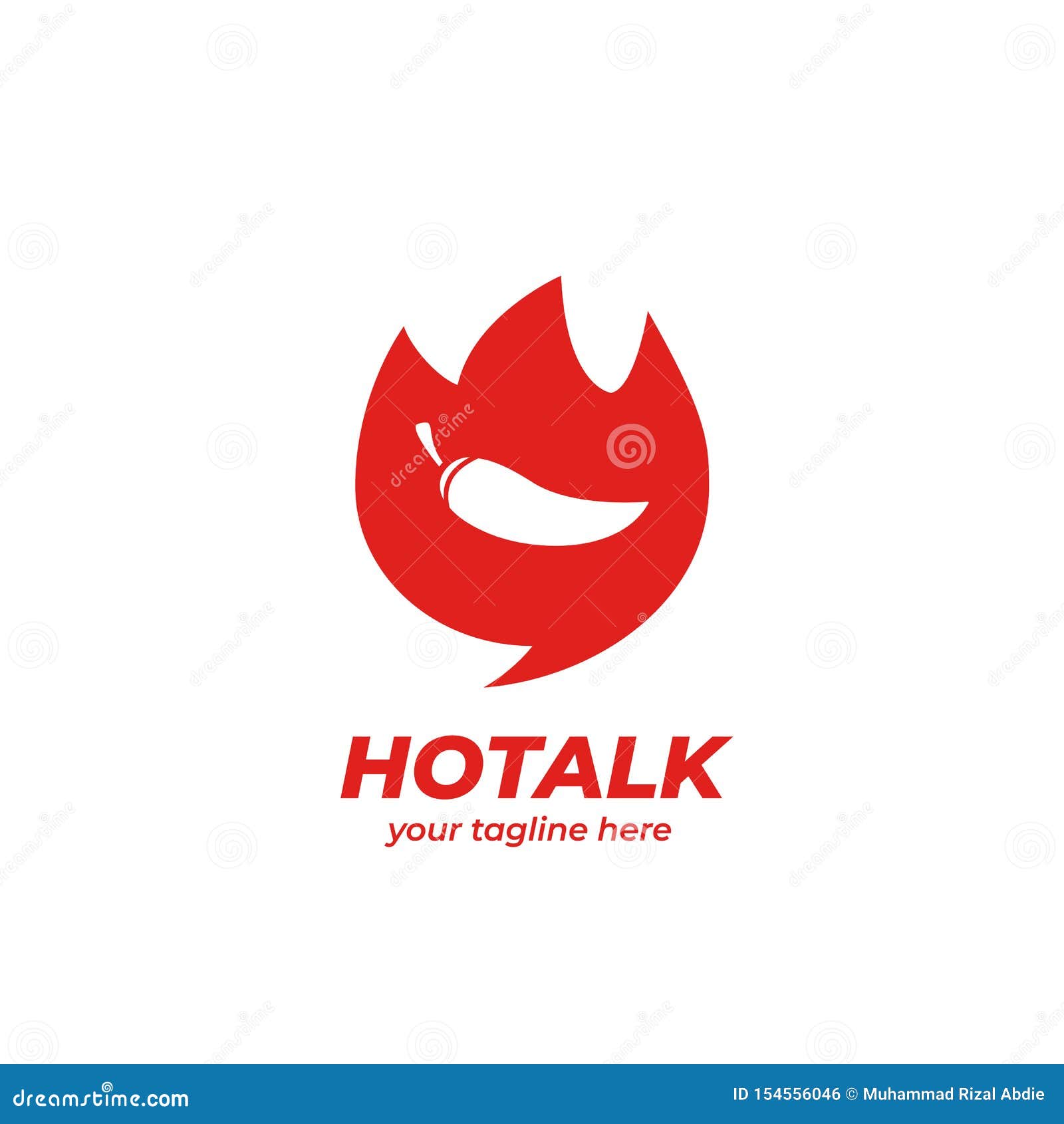 Hot Talk Logo, Bubble Speak Logo with Flame Fire Shape and Chilli Icon ...