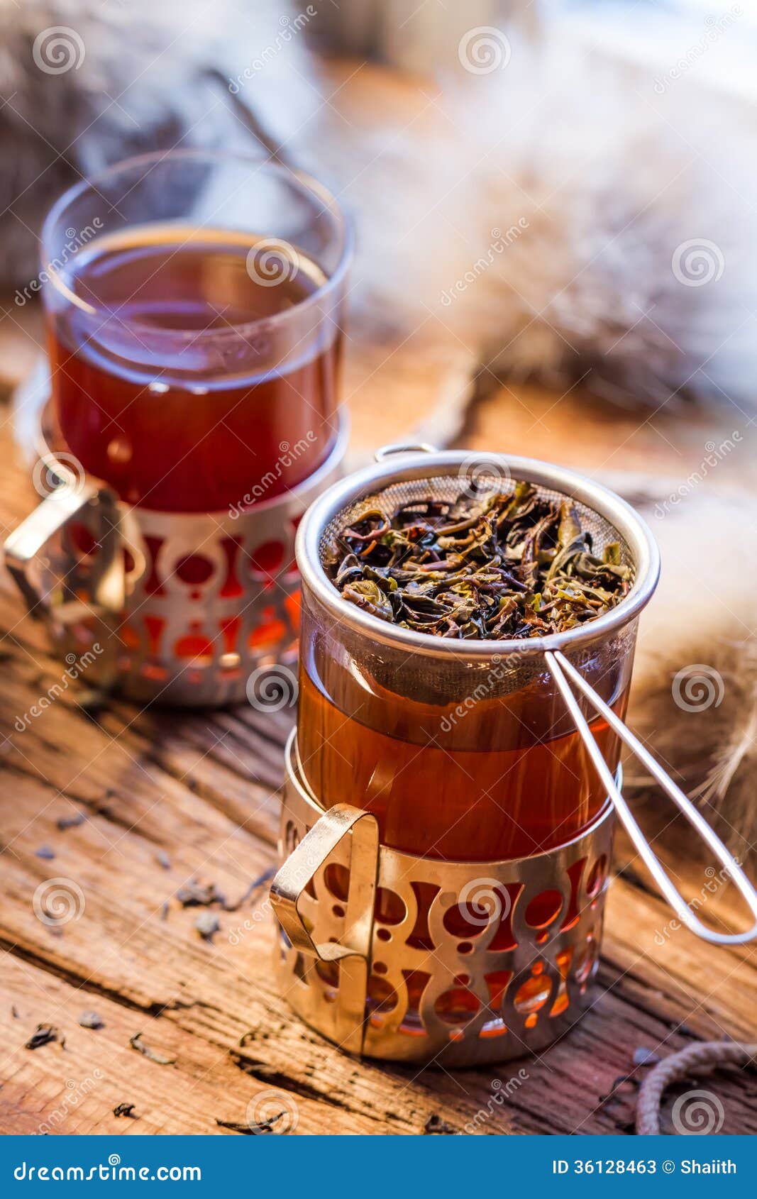 Hot Tea Brewed in the Strainer Stock Image - Image of kerosene, brown ...