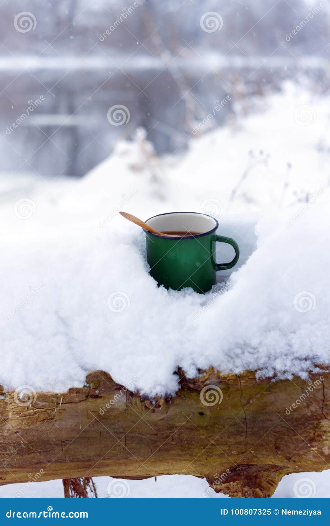 Hot tea in cold winter stock image. Image of cold, holiday - 100807325