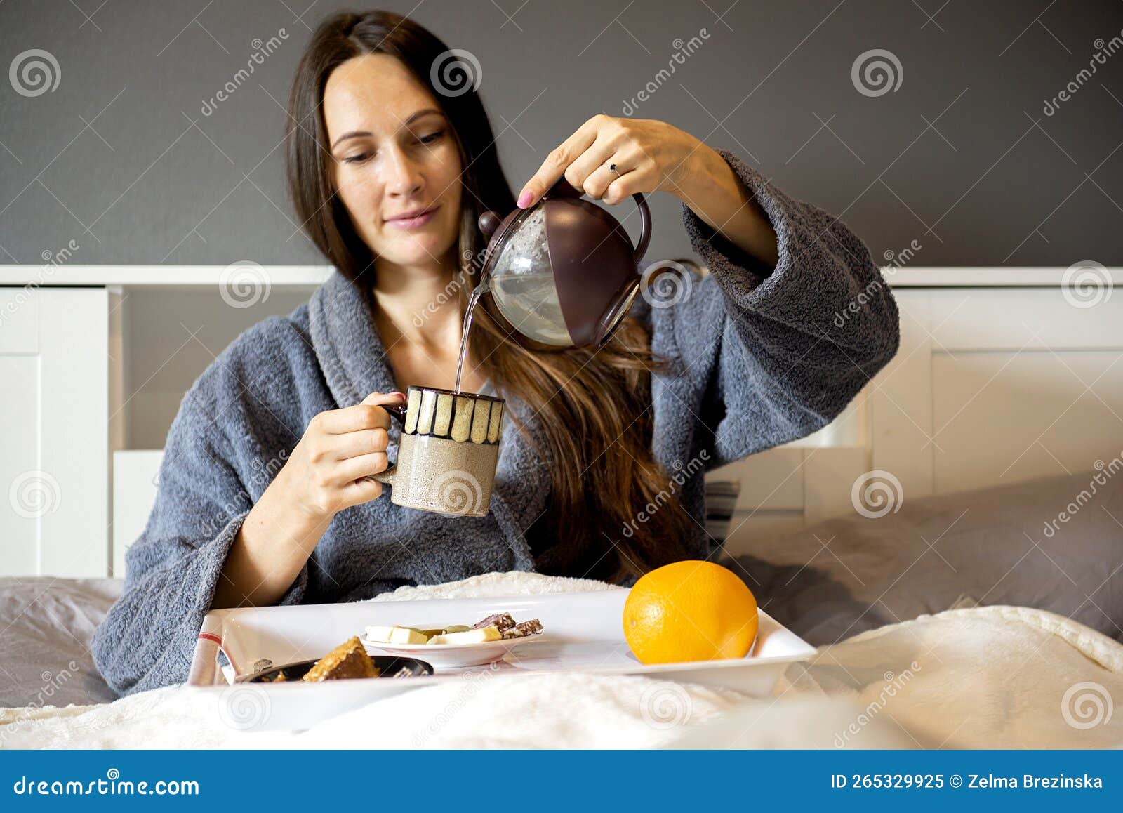 Hot Tea Cup and Breakfast in Bed,morning Routine Stock Image - Image of ...