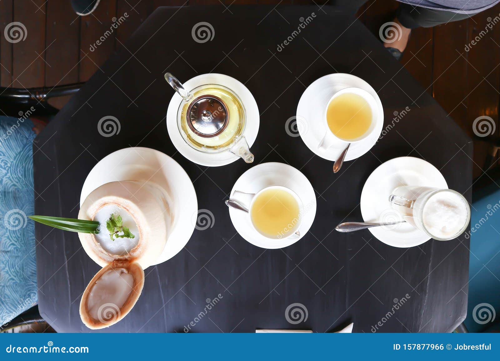 Tea, Tea Pot and Cups on the Table Stock Photo - Image of healthy ...