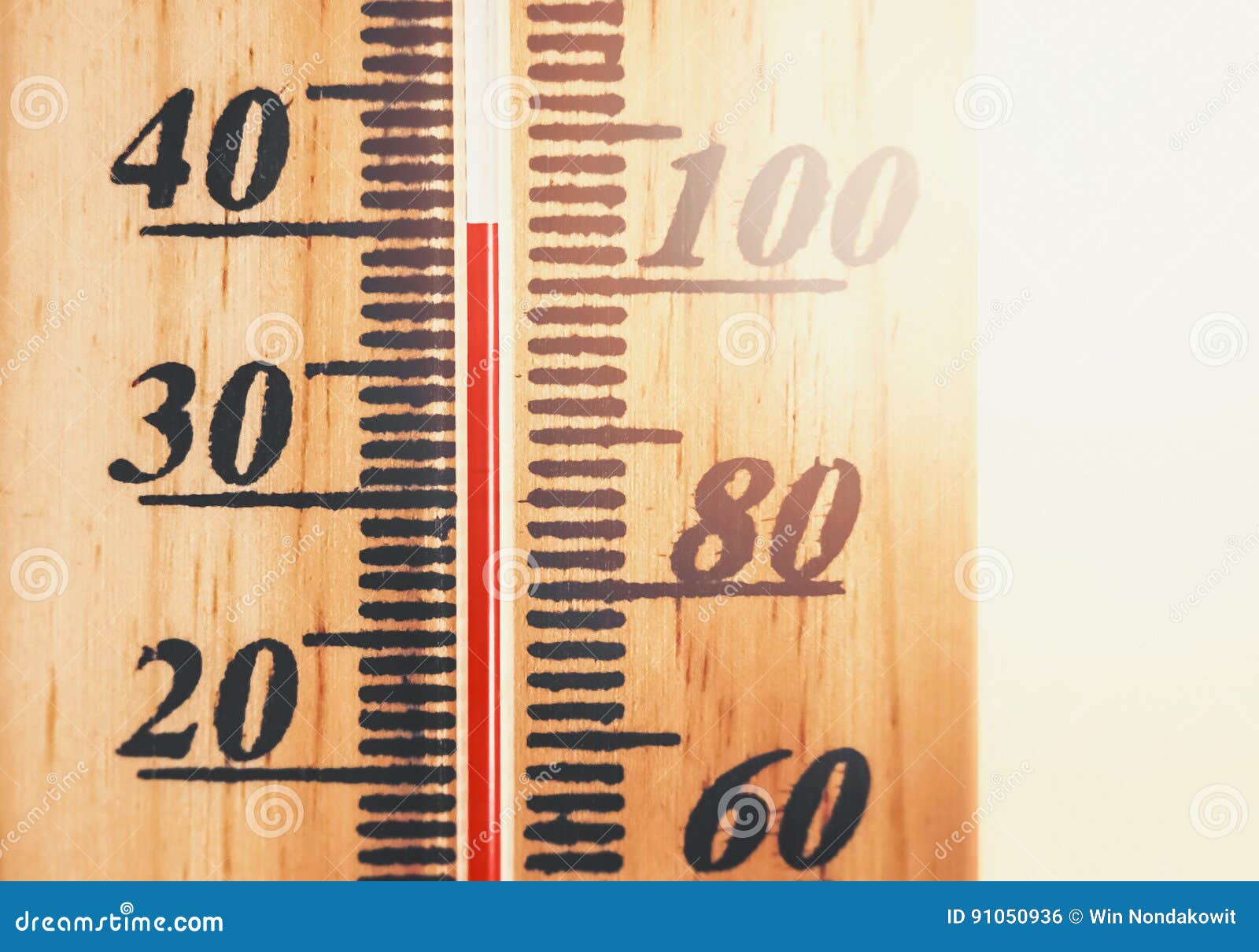 Hot Temperature Shown on Thermometer Stock Photo - Image of yellow ...