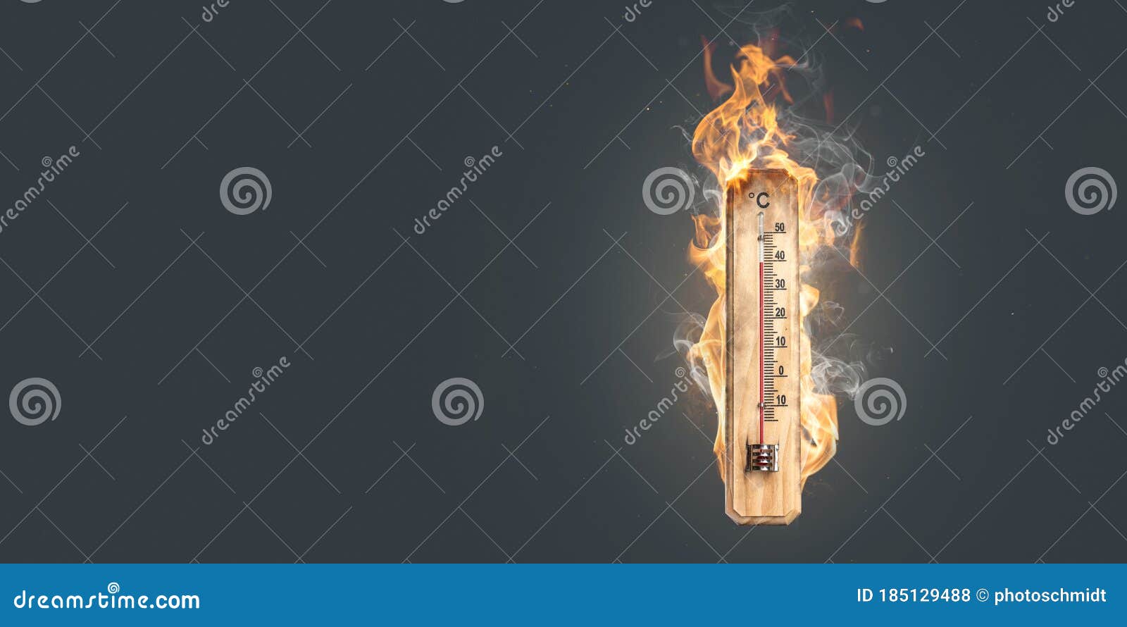 Hot Temperature - Thermometer on Fire As Panorama Stock Photo - Image ...