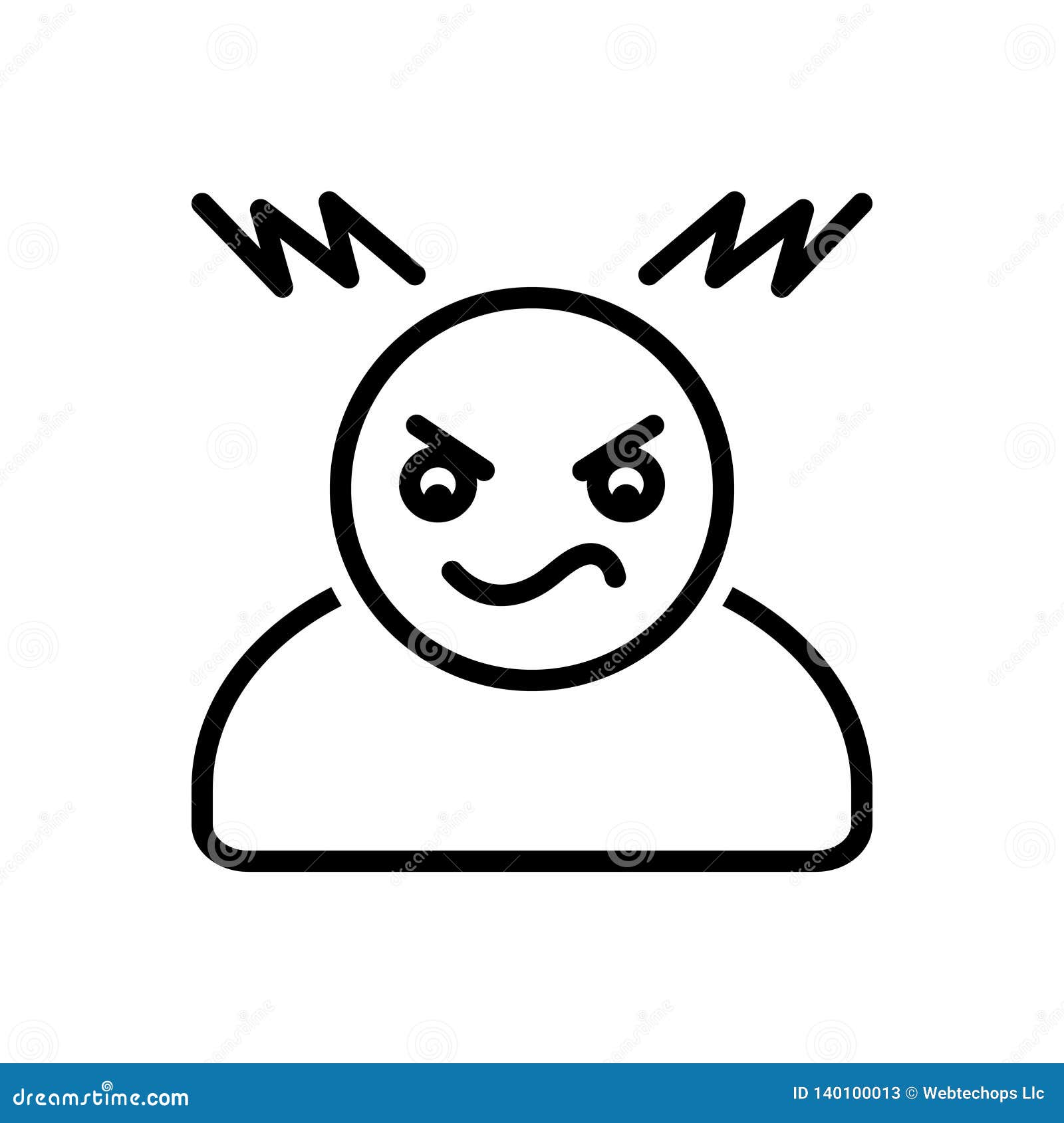 Black Line Icon for Hot Tempered, Ireful and Angry Stock Vector ...
