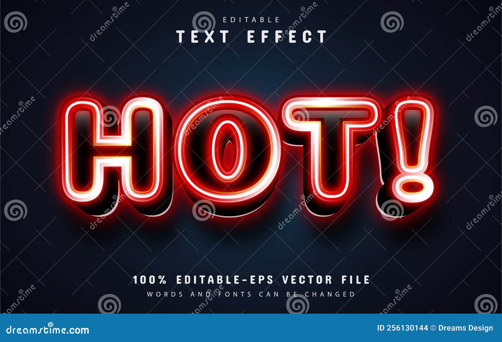 Hot Text, Red Neon Style Text Effect Stock Vector - Illustration of ...