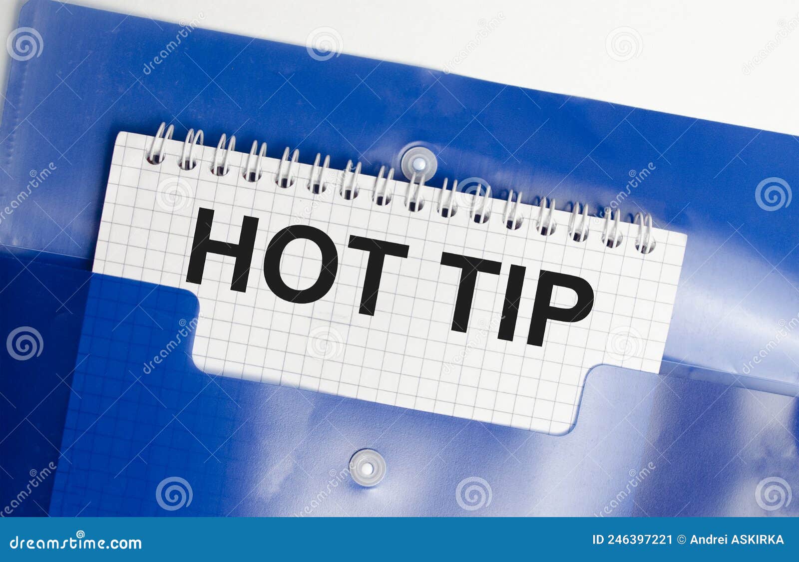 Hot Tip on the Notepad and Blue Folder. Concept Stock Image - Image of ...