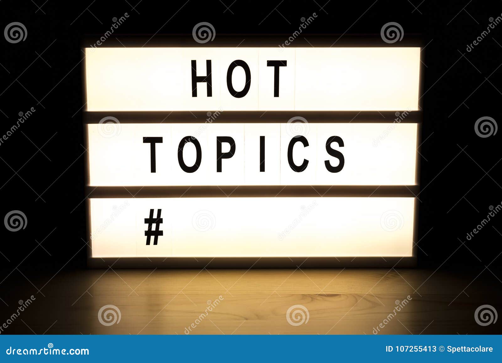 Hot Topics Light Box Sign Board Stock Image - Image of template ...