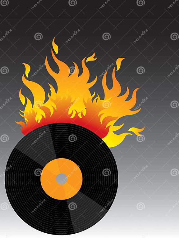 Hot vinyl on fire! stock vector. Illustration of music - 2950508