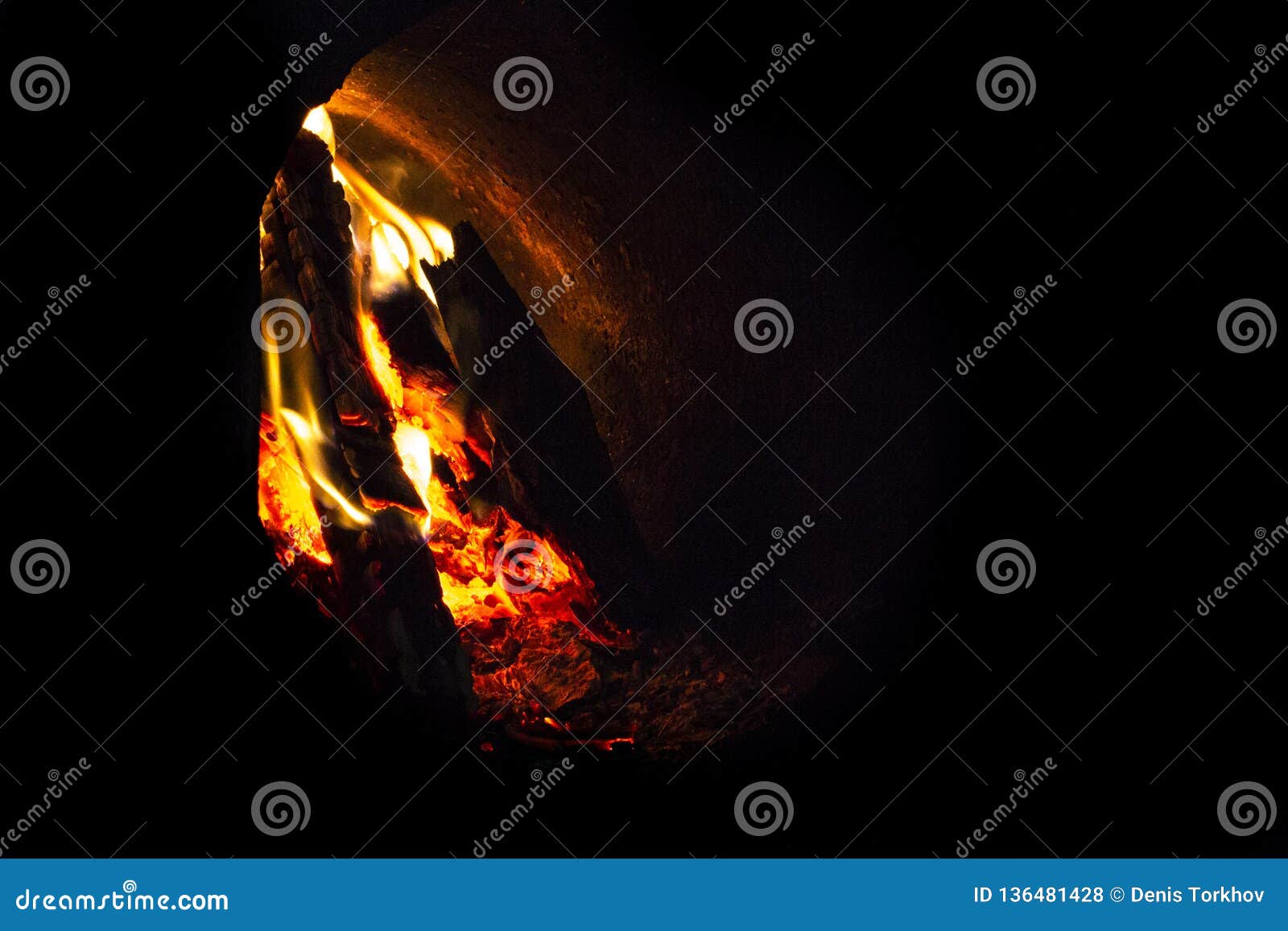 Hot Water Boiler with Open Door and Fire Inside and Scoop with Coal ...