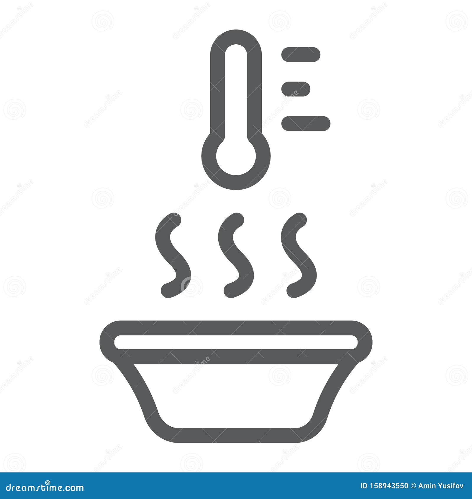 Hot Water Line Icon, Apparel and Temperature, Thermometer and Basin ...