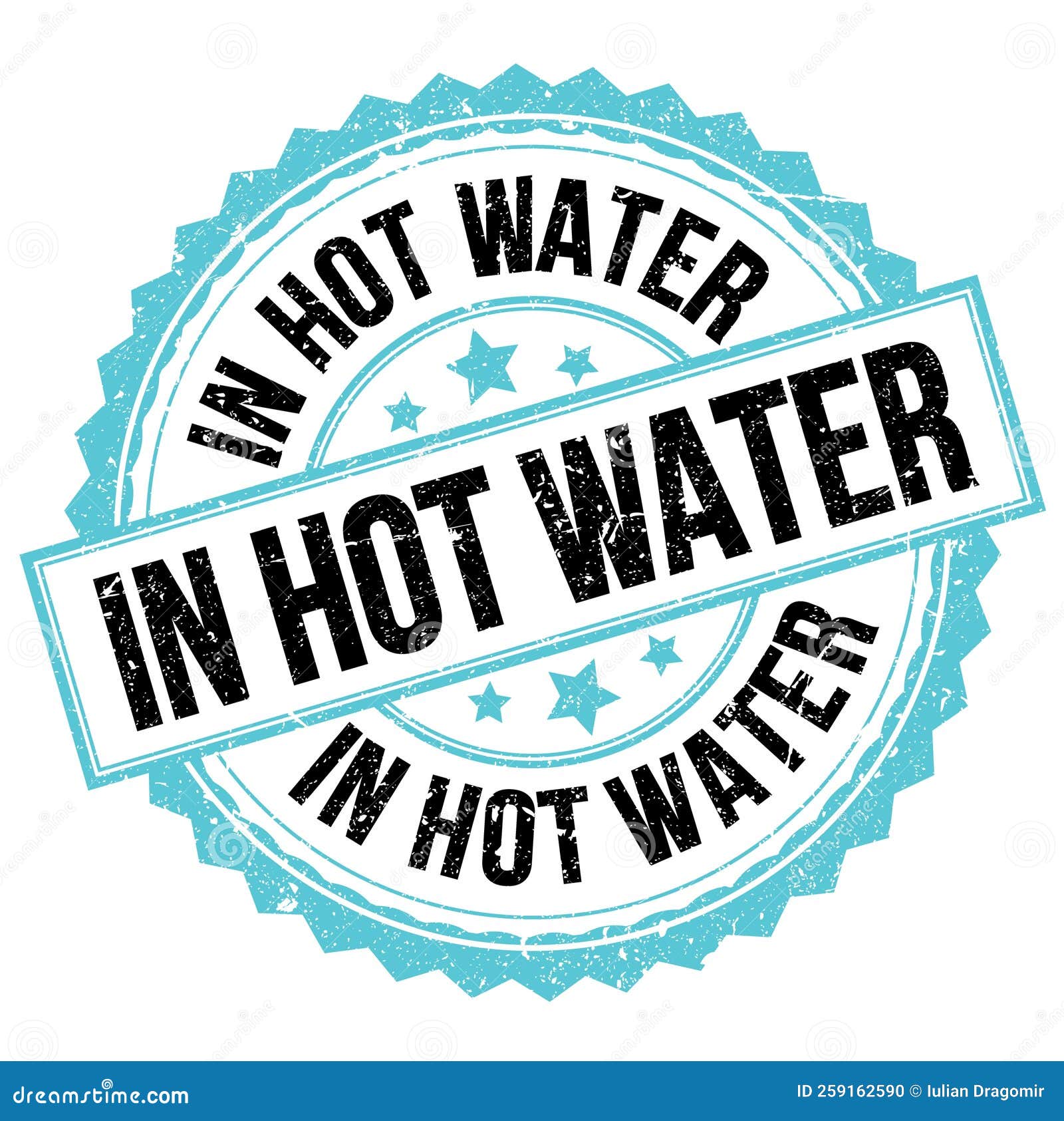 In HOT WATER Text on Blue-black Round Stamp Sign Stock Illustration ...