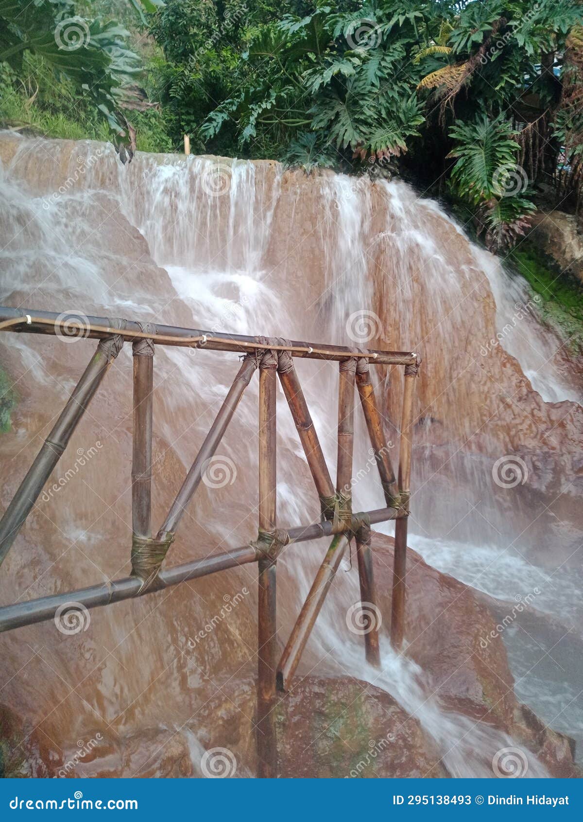 Hot Waterfall on the Edge of a Natural Tourist Mountain Stock Image ...