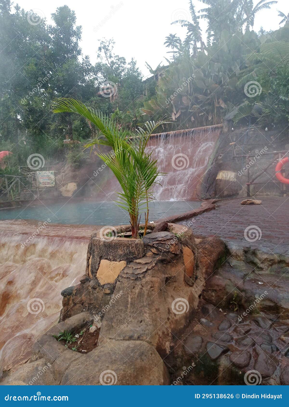 Hot Waterfall on the Edge of a Natural Tourist Mountain Stock Photo ...