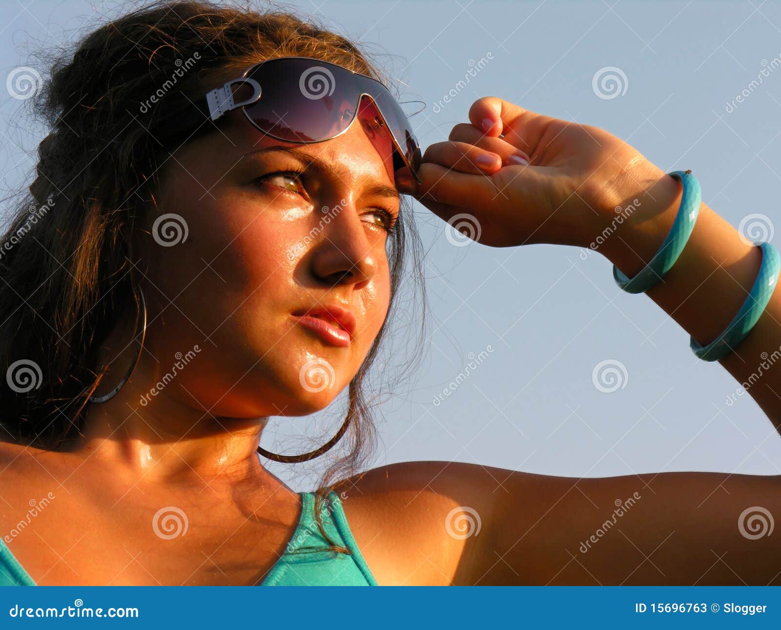 Hot weather stock image. Image of woman, heat, drop, sunburn - 15696763