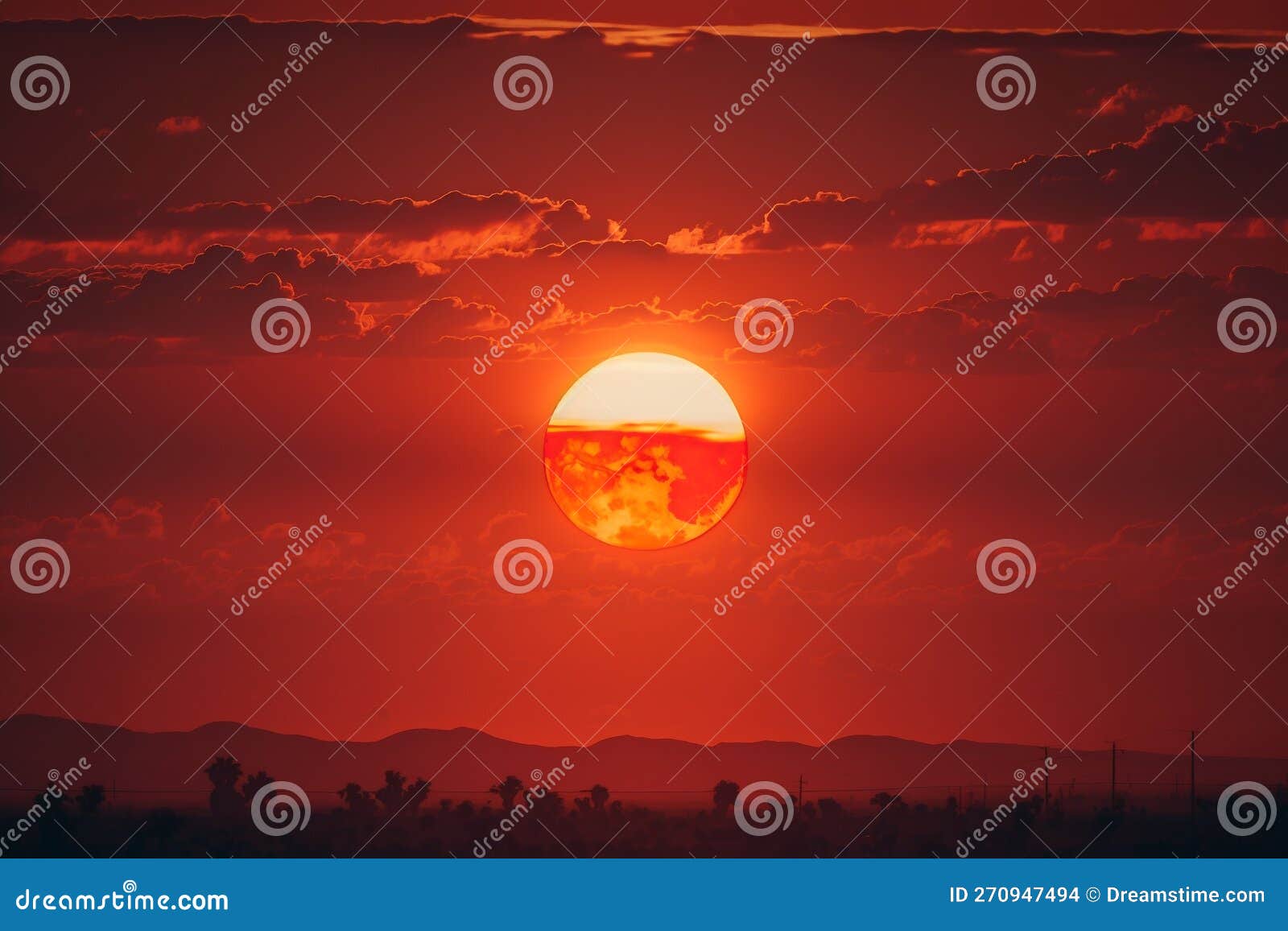 Hot Weather Hot Red Sun on the Horizon Generative AI Stock Illustration ...