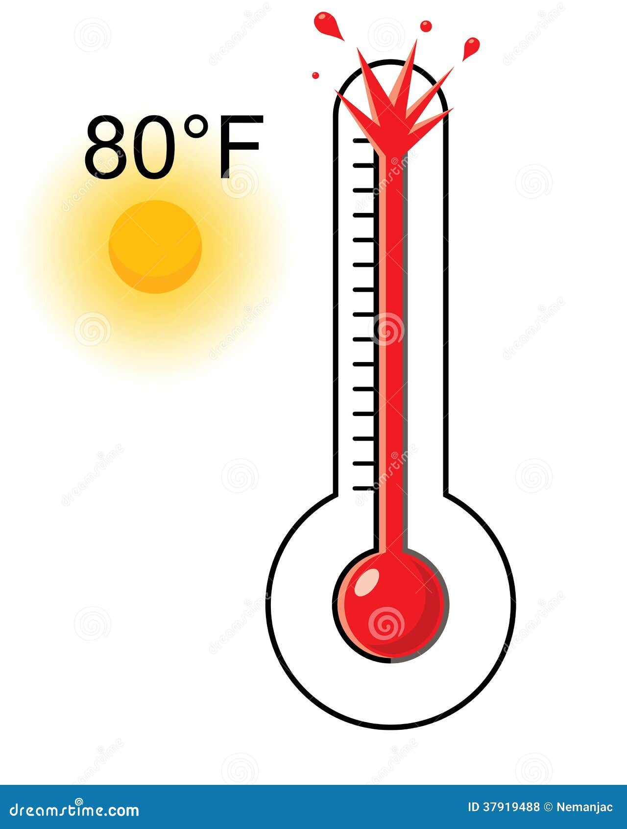 Hot weather thermometer stock vector. Illustration of energy - 37919488