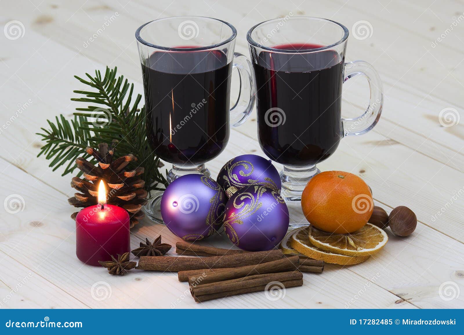 Hot Wine and Christmas Decoration Stock Image - Image of beverages ...