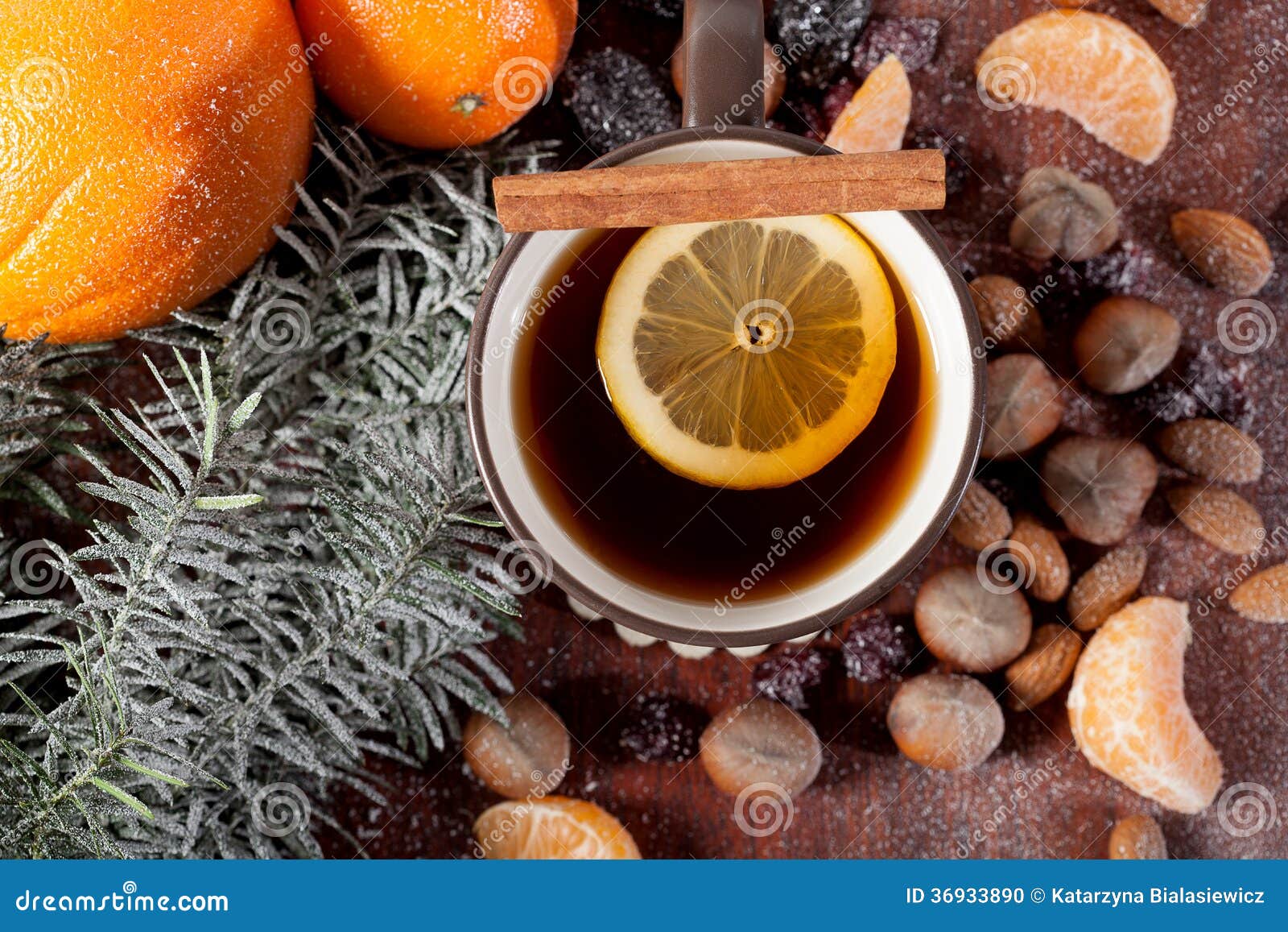 Hot winter tea in mug stock photo. Image of cookies, christmas - 36933890