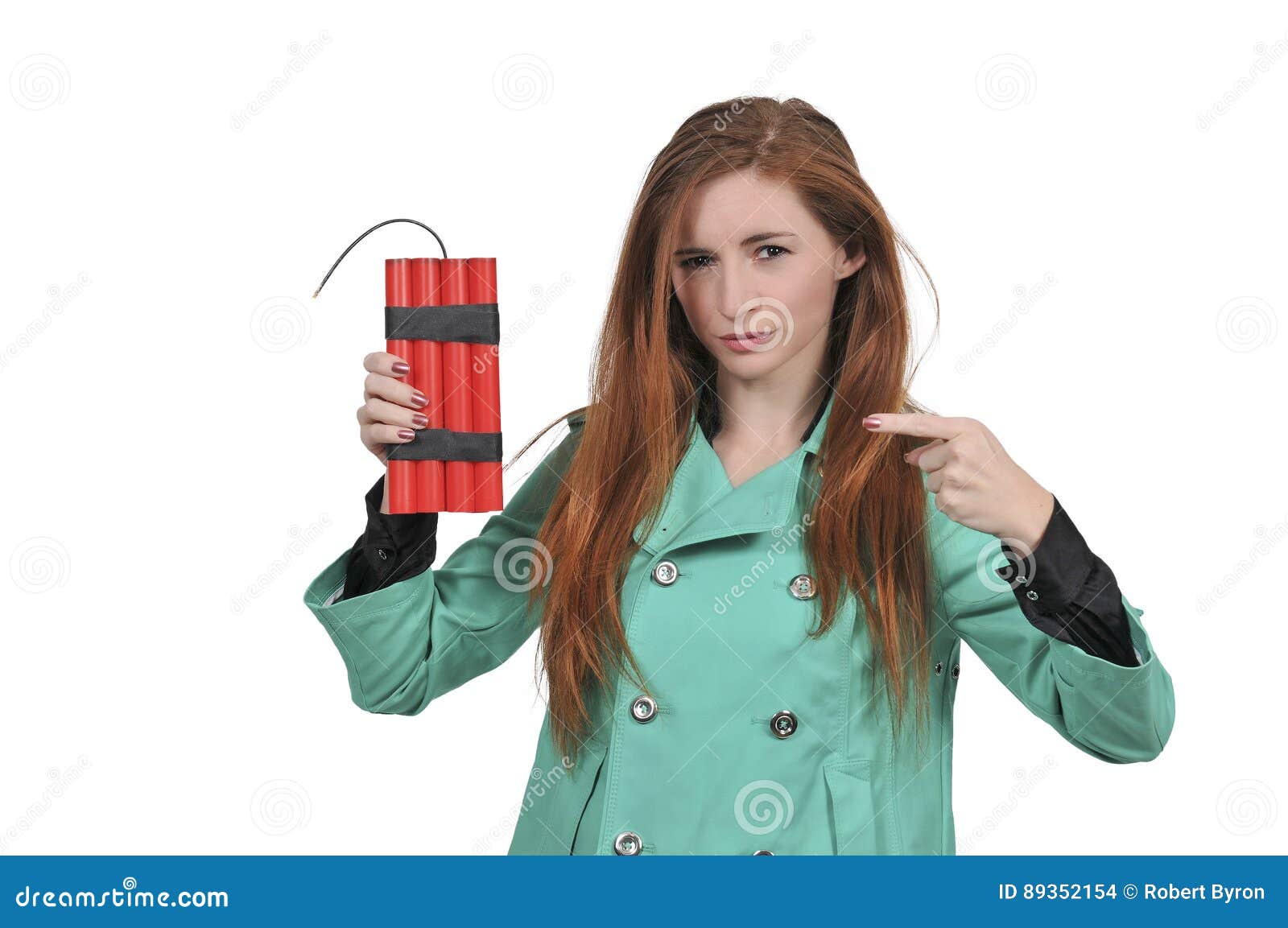 Hot woman holding dynamite stock photo. Image of humor - 89352154
