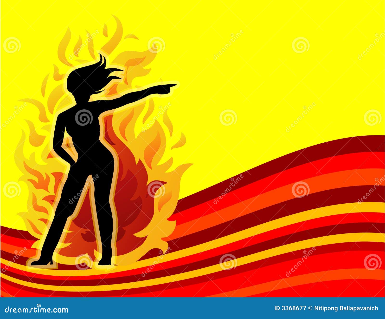 Hot Women on Fire stock vector. Illustration of orange - 3368677