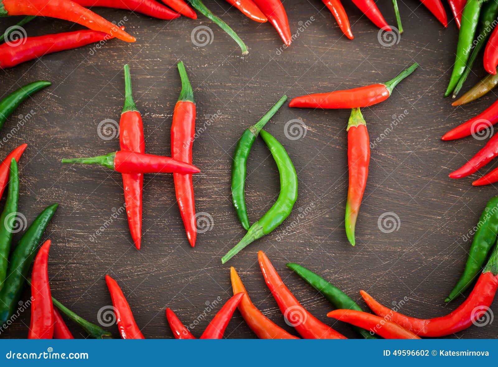 Hot Word Made from Red and Green Chili Pepper Stock Photo - Image of ...