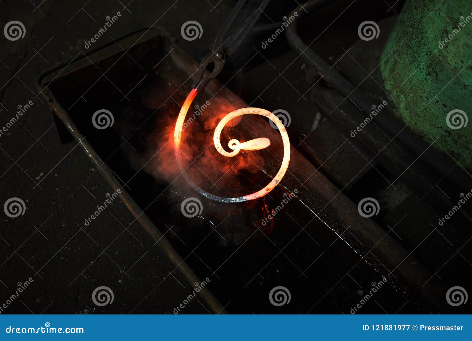 Hot workpiece in water stock image. Image of molten - 121881977