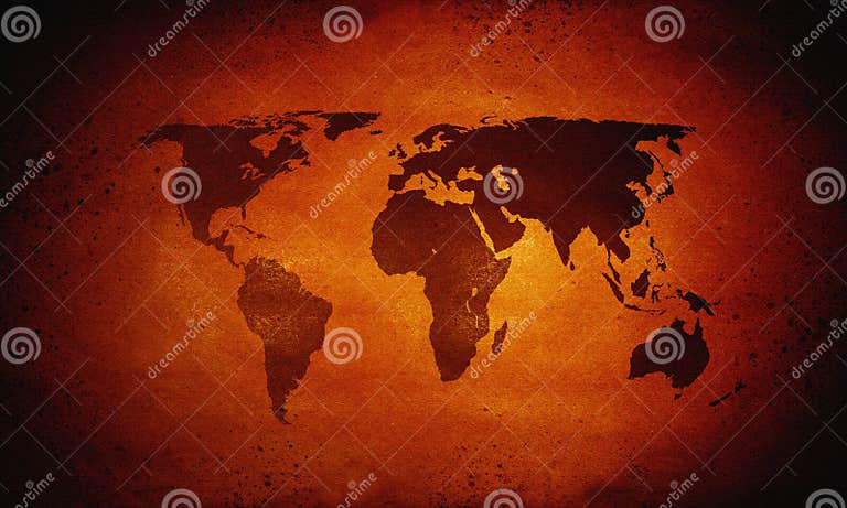 Hot World Map, Global Warming Stock Illustration - Illustration of ...
